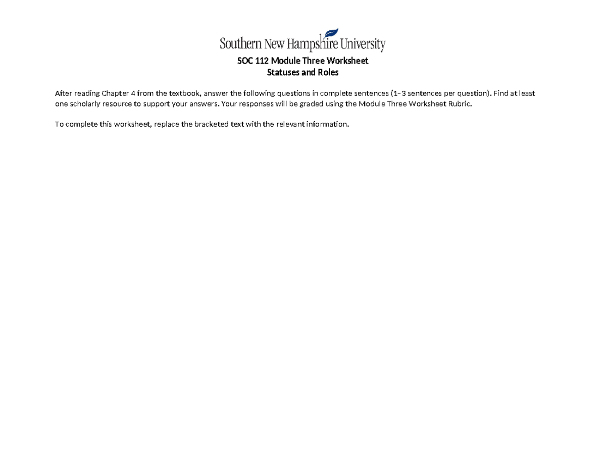 SOC 112 Module Three Worksheet (2) - SOC 112 Module Three Worksheet ...