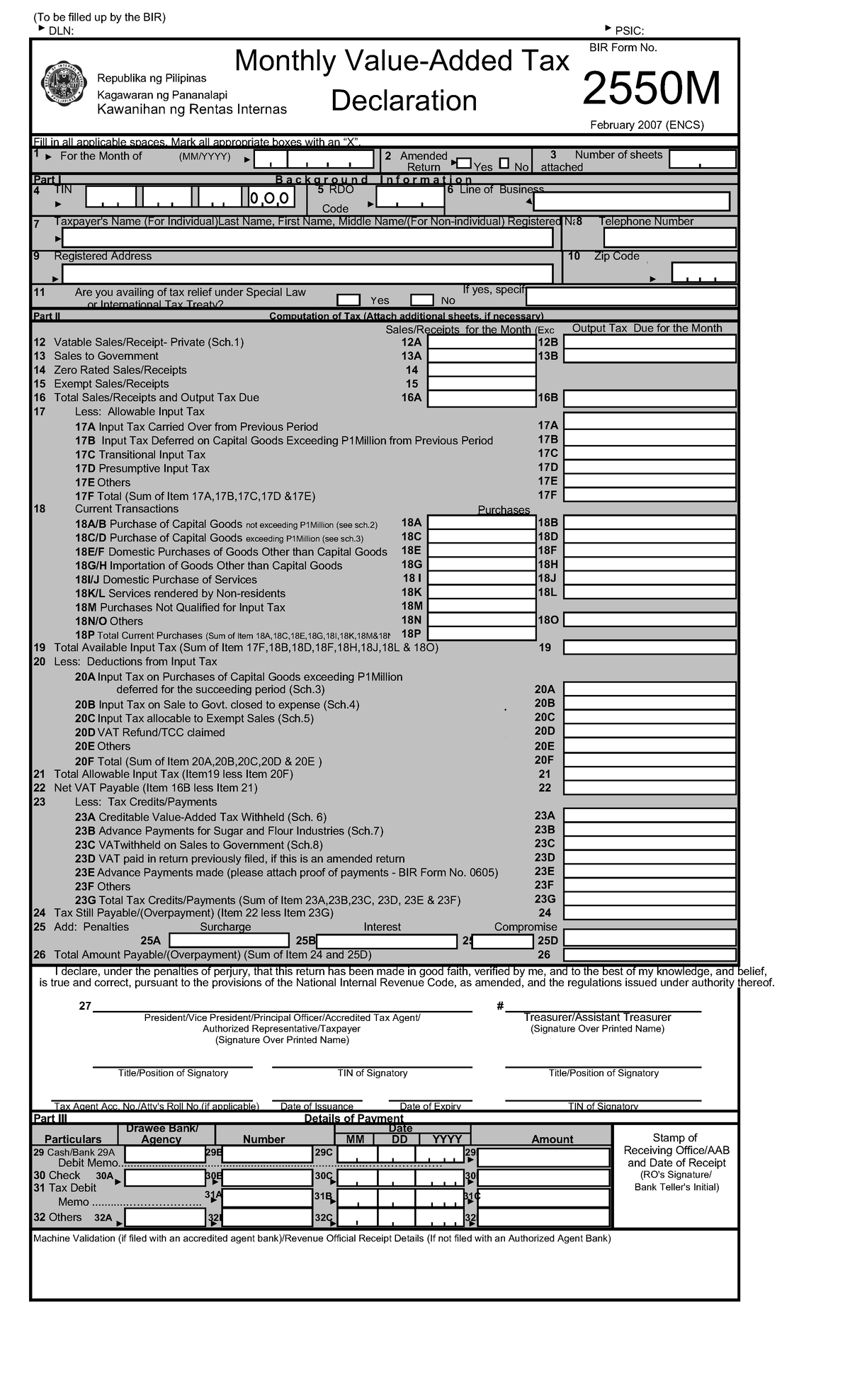 BIR form for practice/example of problem set - Accounting - Studocu