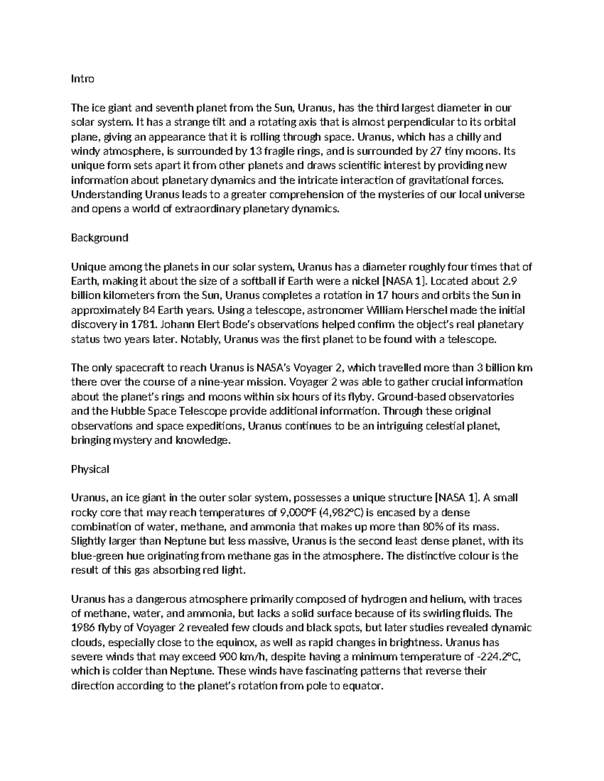 Uranus - Summary NATS - Intro The ice giant and seventh planet from the ...