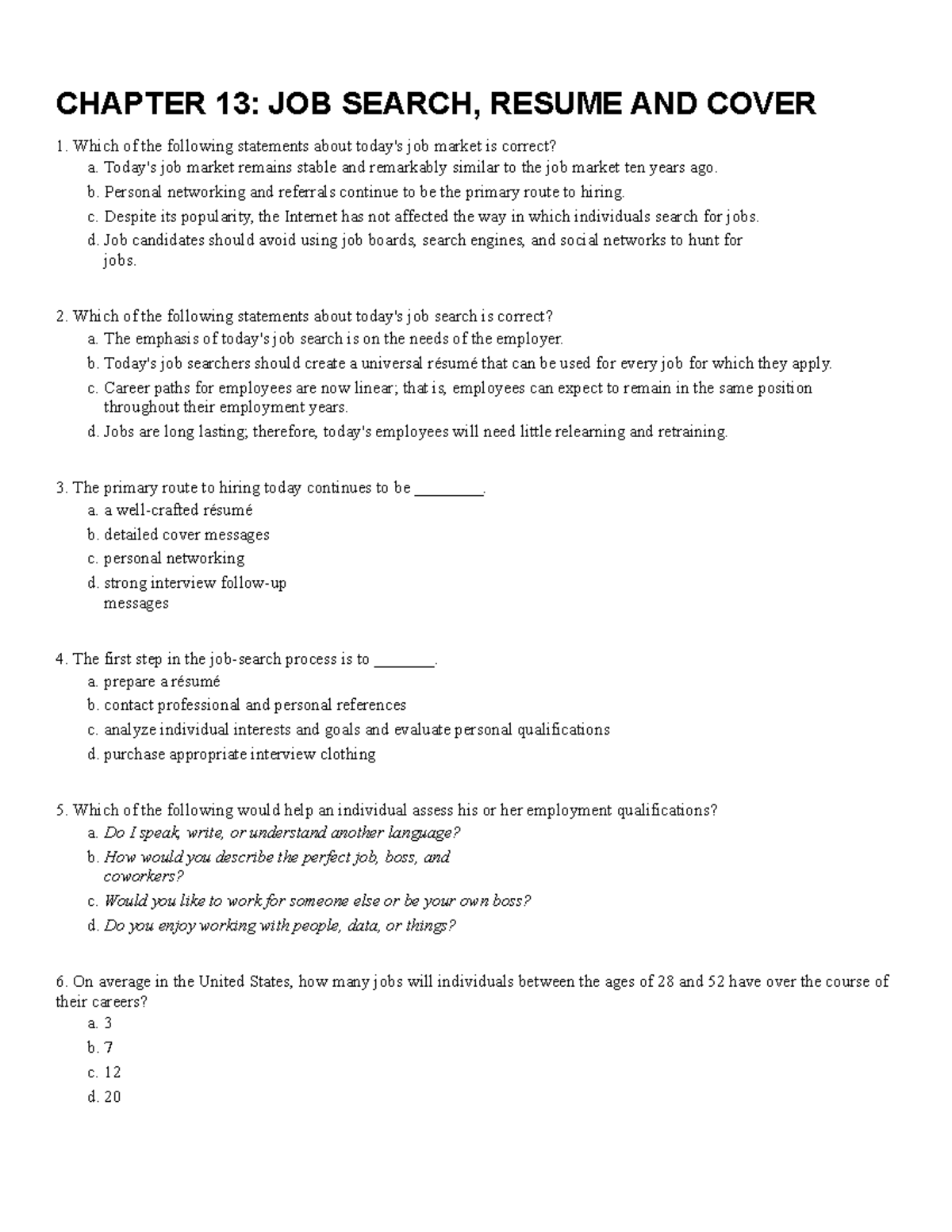 13 - blank document esp2 - CHAPTER 13: JOB SEARCH, RESUME AND COVER ...