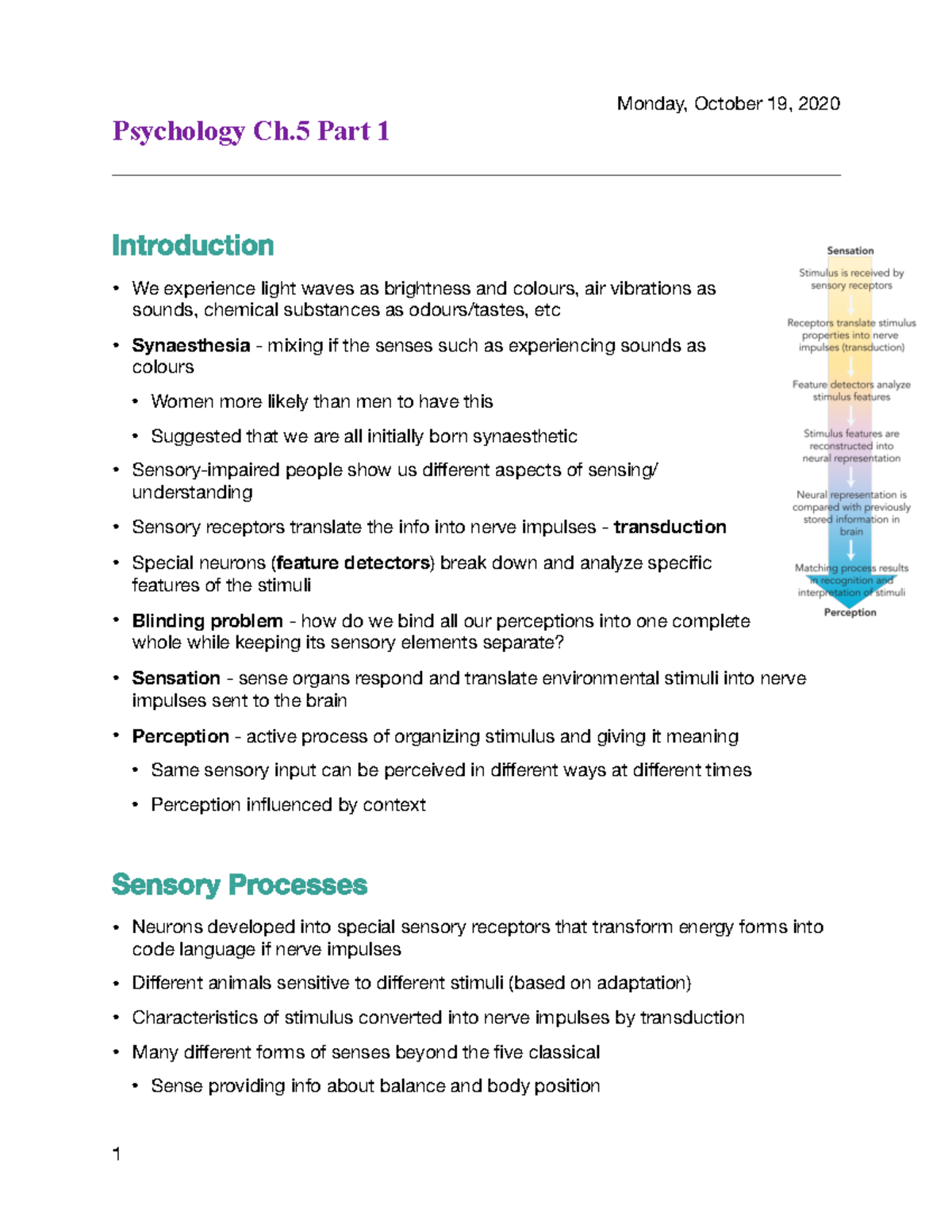 Chapter 5 Part 1 - Dr Atkinson - Psychology Ch Part 1 Introduction " We ...