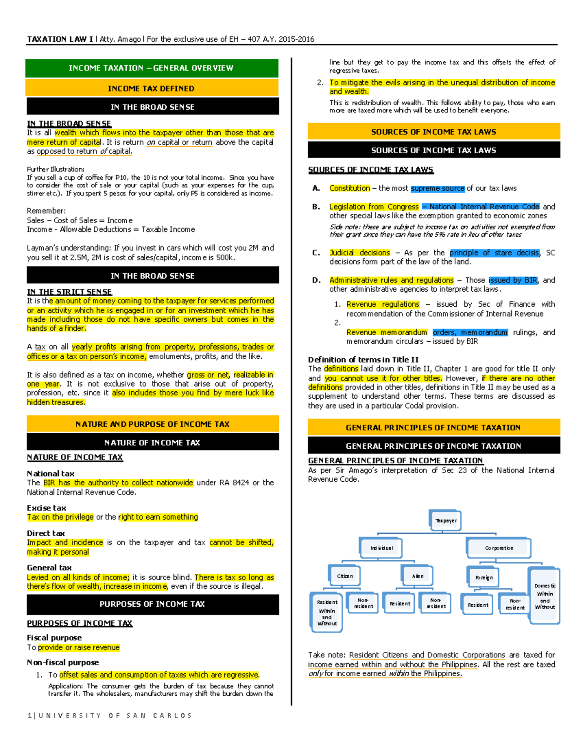 2. Tax Midterm - taxation, income taxation, resident, alien - IN THE ...