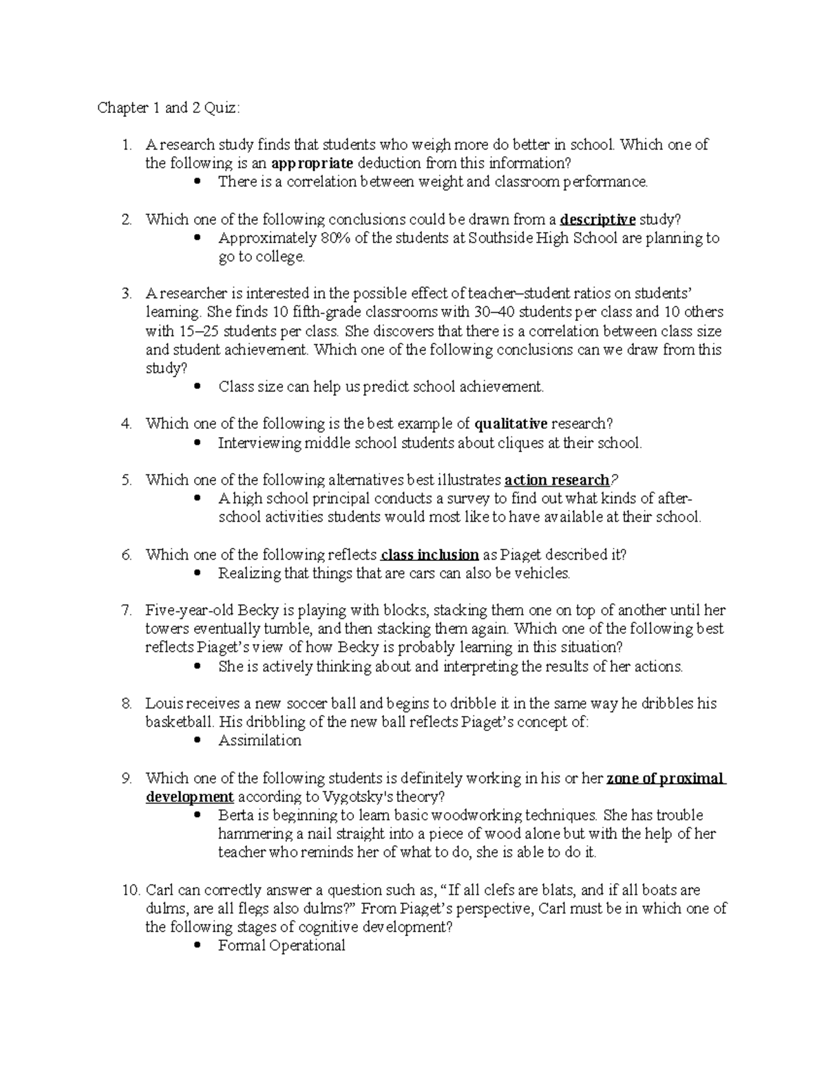 Chapter 1 and 2 Quiz - practice chap 1 and 2 - Chapter 1 and 2 Quiz: A ...