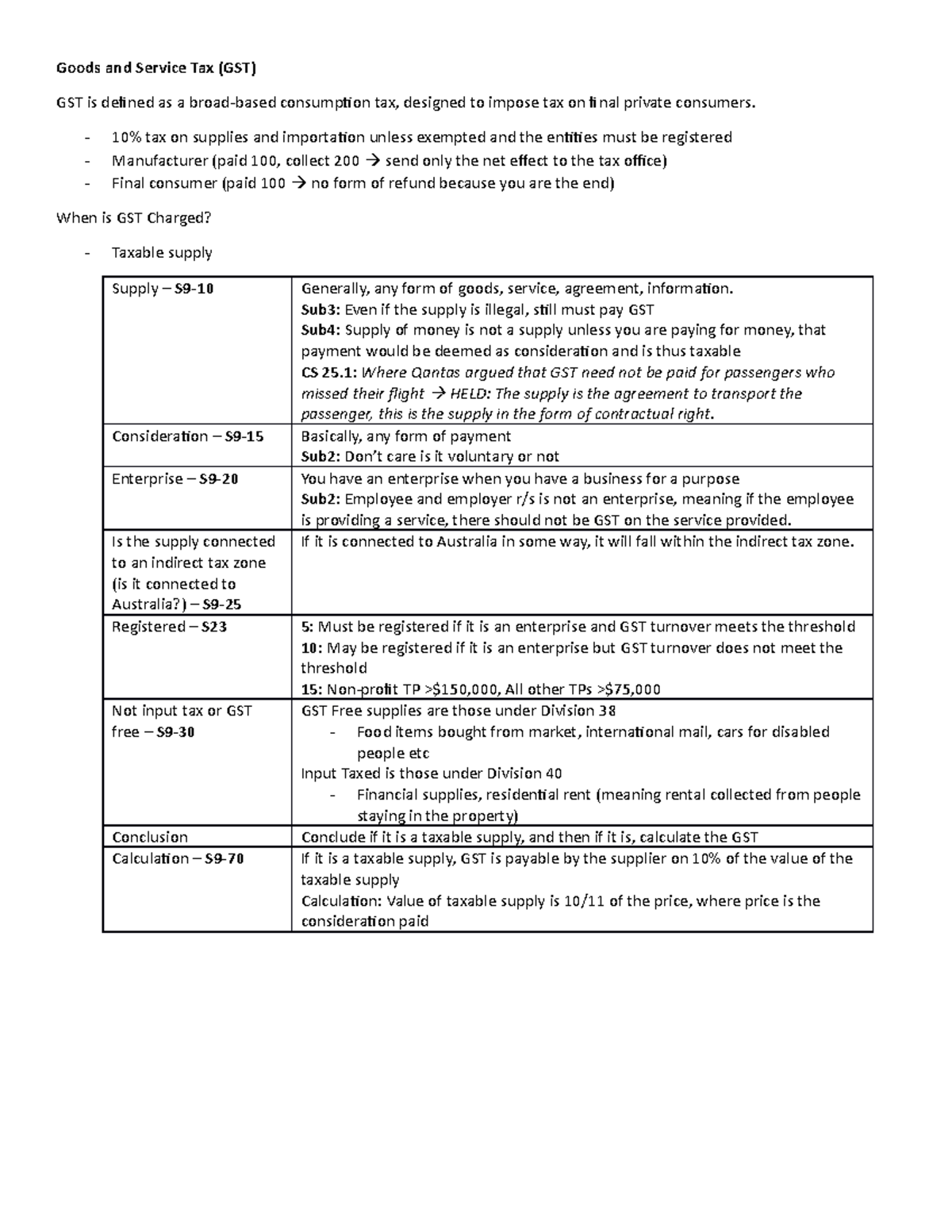 GST - GST notes - Goods and Service Tax (GST) GST is defined as a ...