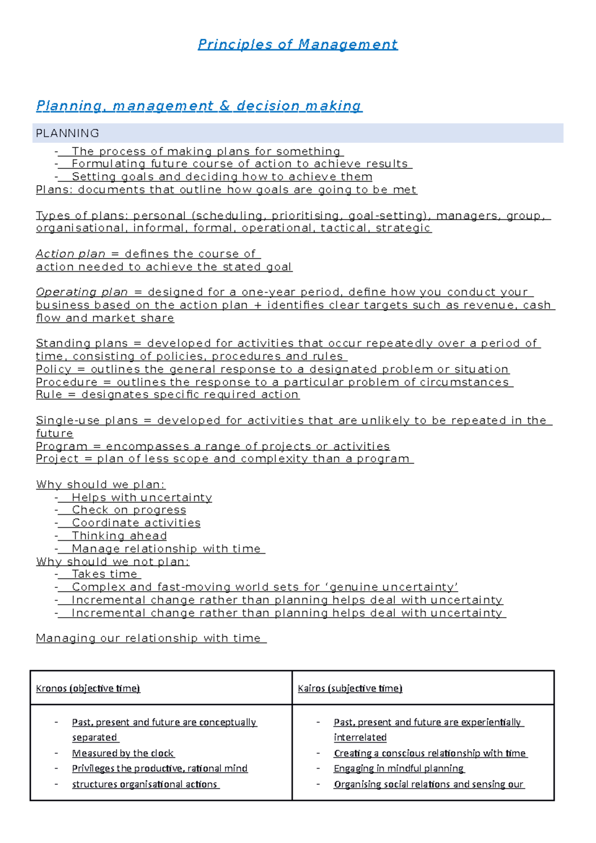 Principles of Management notes - Principles of Management Planning ...