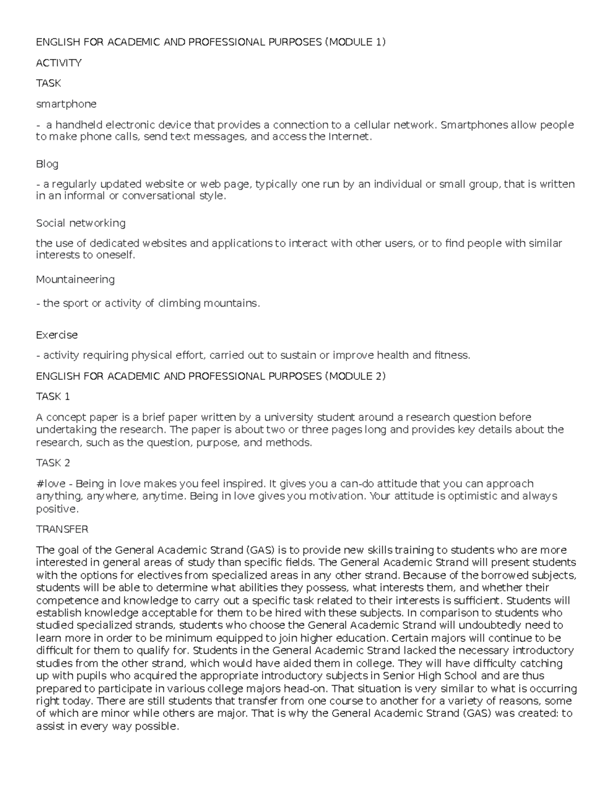 Activity - HSHSHSH - ENGLISH FOR ACADEMIC AND PROFESSIONAL PURPOSES ...