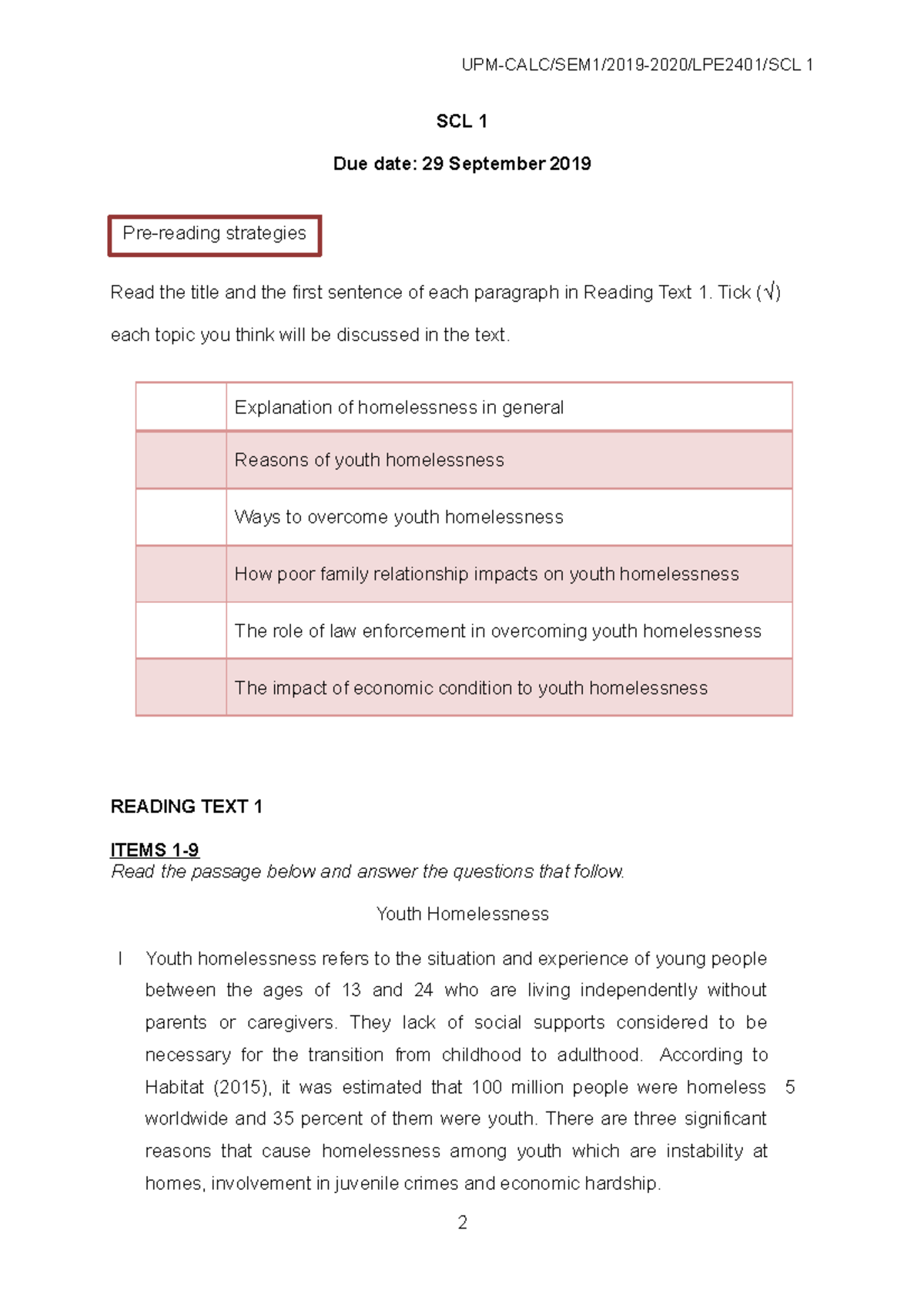 SCL 1 - SCL 1 Due date: 29 September 2019 Read the title and the first ...