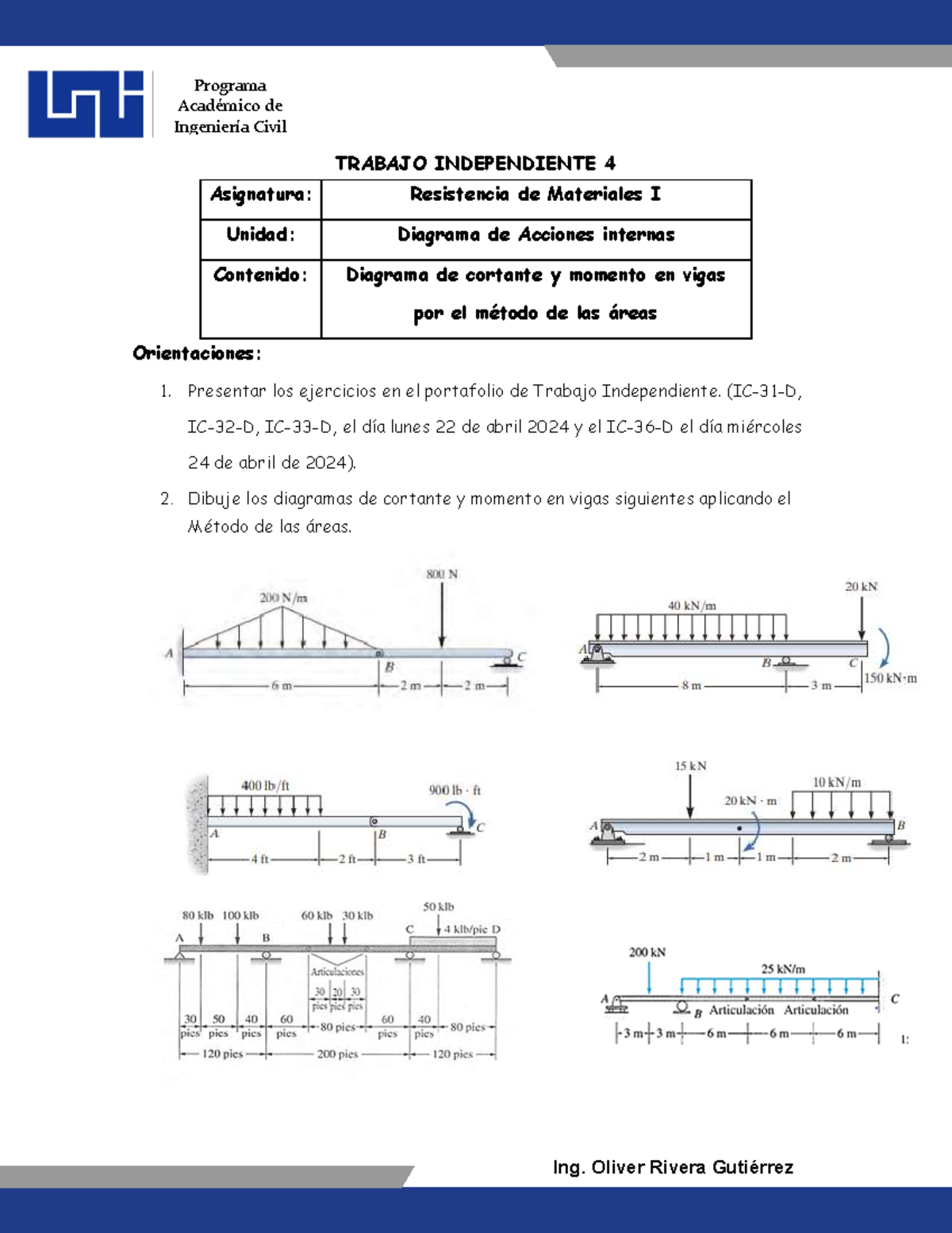 TI2 Diagrama de cortante y momento en vigas por el M-todo de las -reas ...