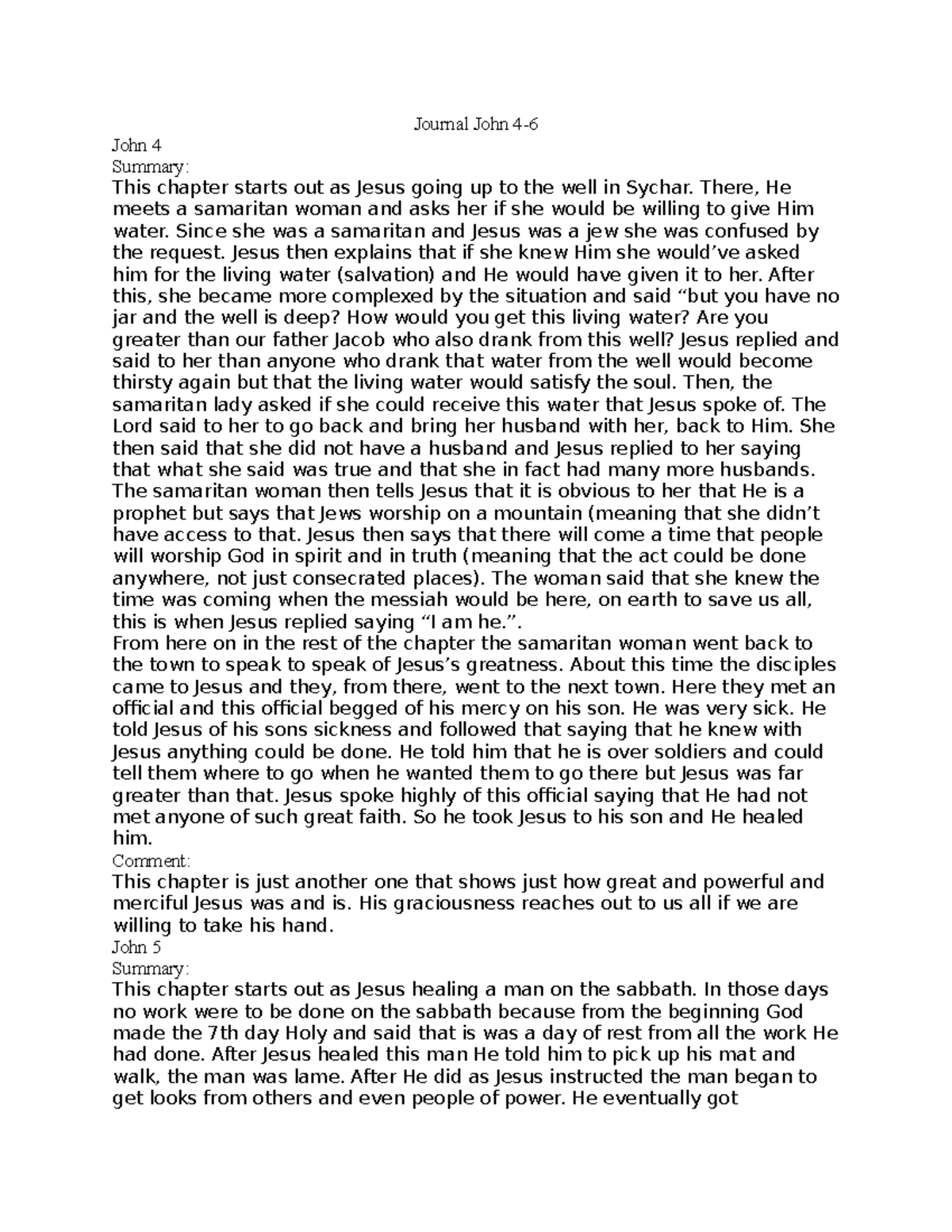 John 4-6 - In-depth Summary and Reflection of John 4-6. Received full ...