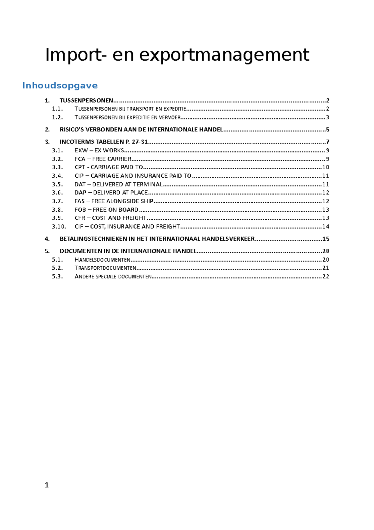 Import- en Exportmanagement Samenvatting (Automatisch opgeslagen) - Import- en exportmanagement ...