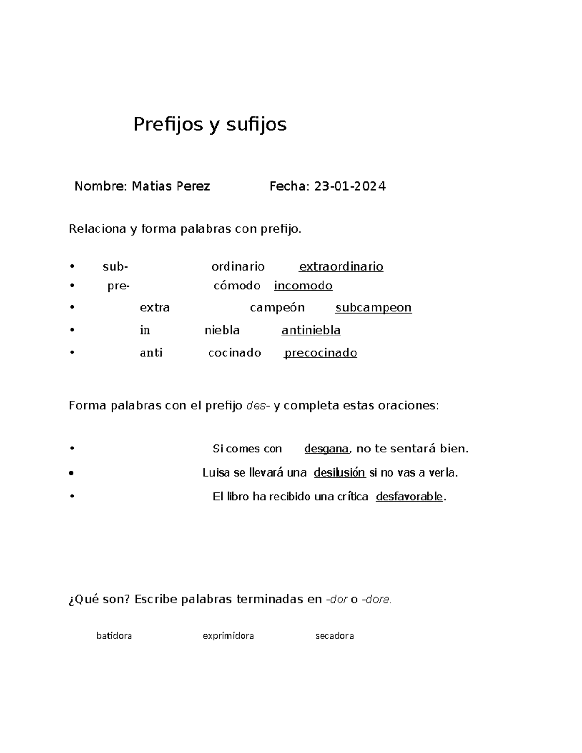 Tarea-Prefijos-y-Sufijos-Completa (1) - Prefijos y sufijos Nombre ...