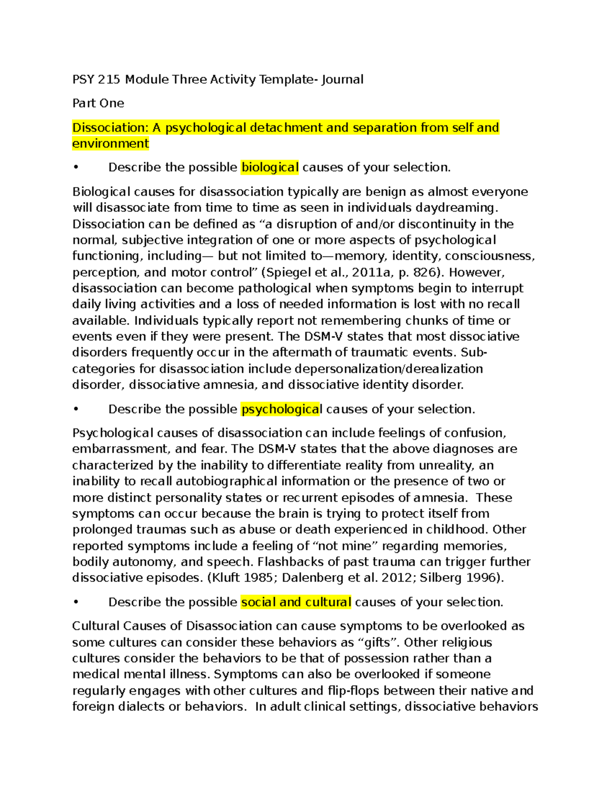 PSY 215 3-2 Journal - PSY 215 Module Three Activity Template- Journal ...