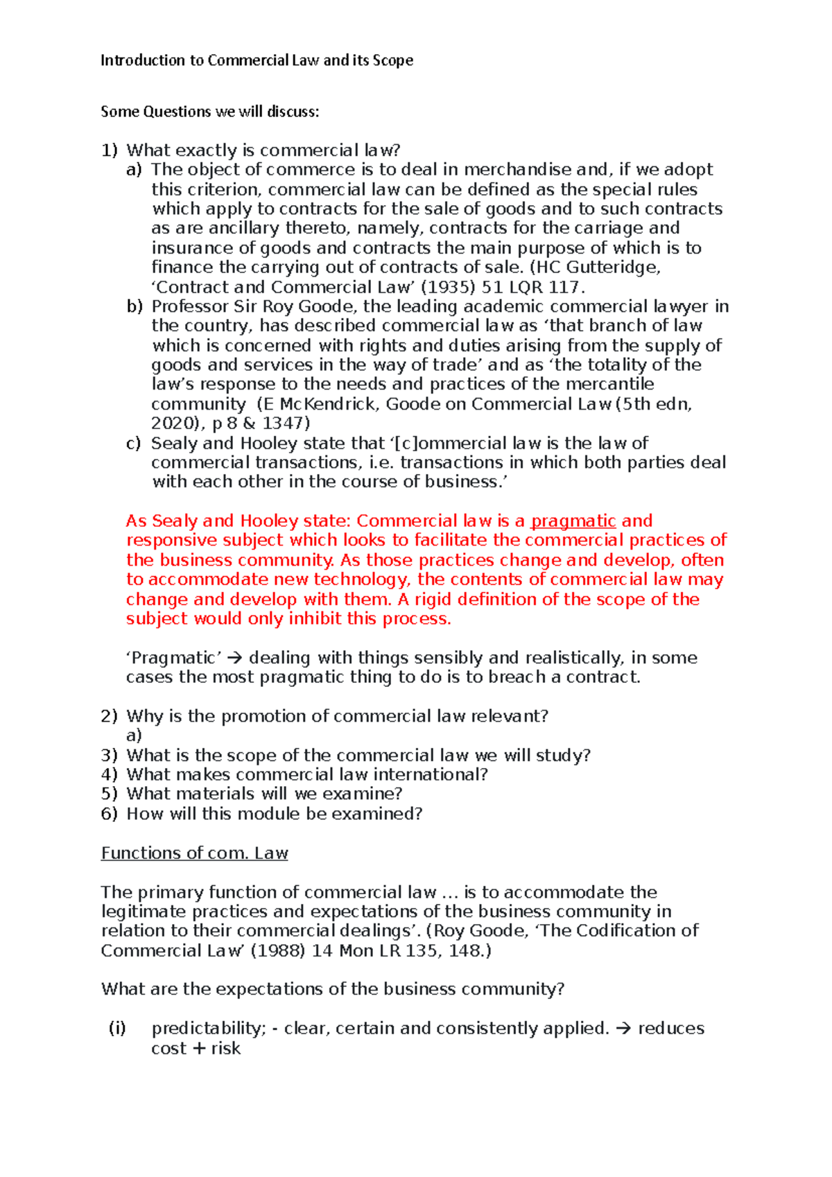 Commercial law 101 - good - Some Questions we will discuss: What ...