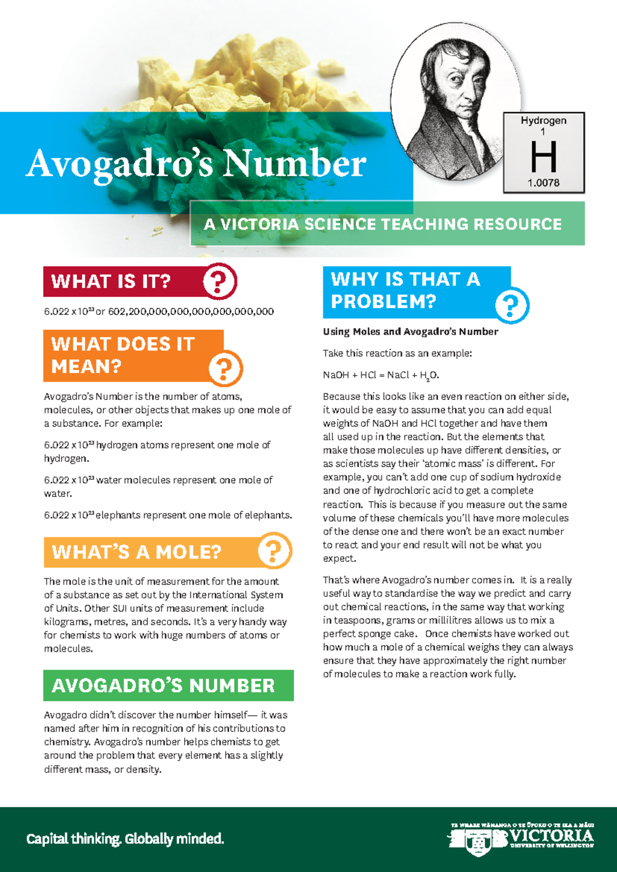 Avogadros number mole day resource - A VICTORIA SCIENCE TEACHING ...