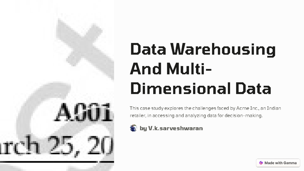 Data Warehousing And Multi Dimensional Data - Data Warehousing And ...
