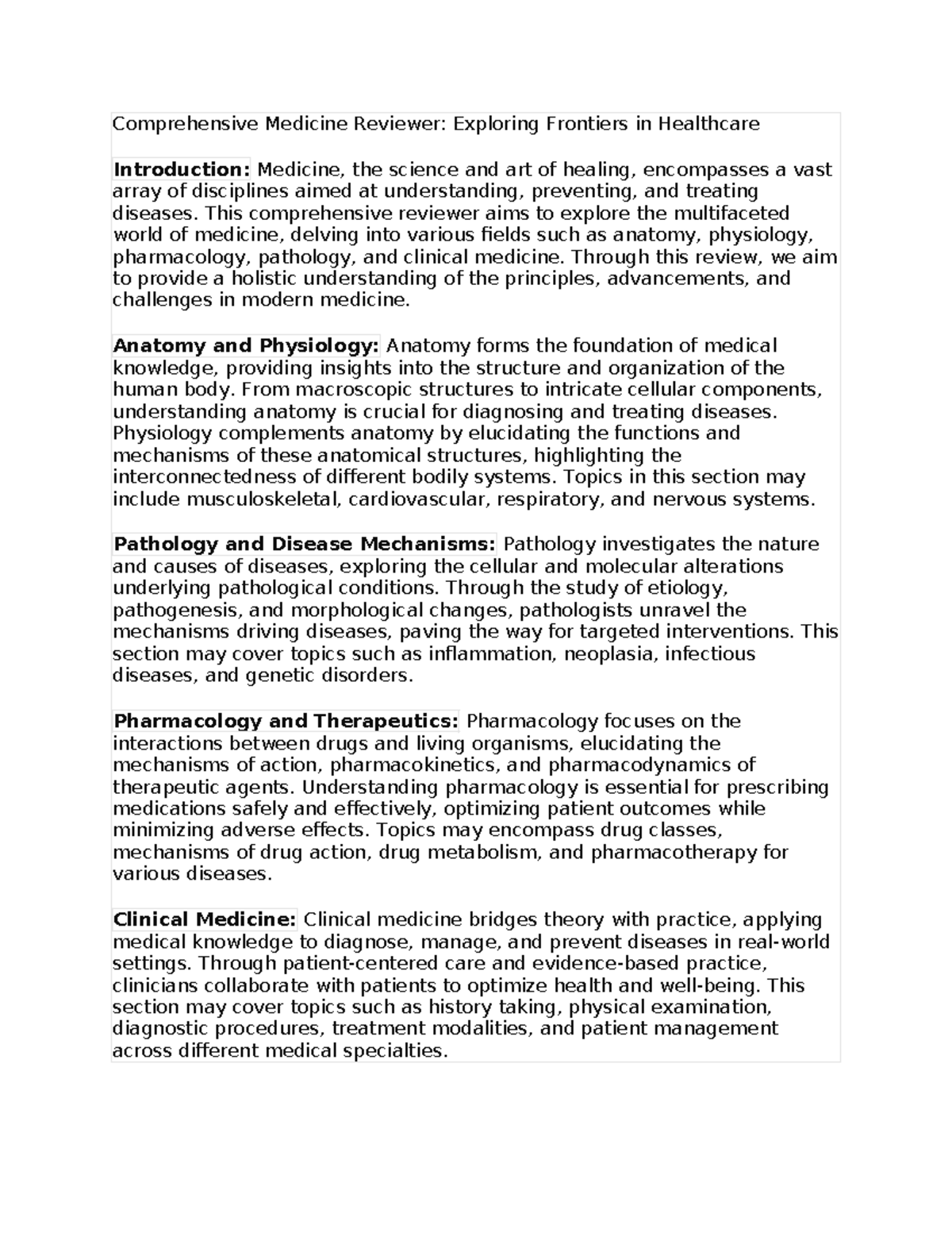 Comprehensive Medicine Reviewer - This comprehensive reviewer aims to ...