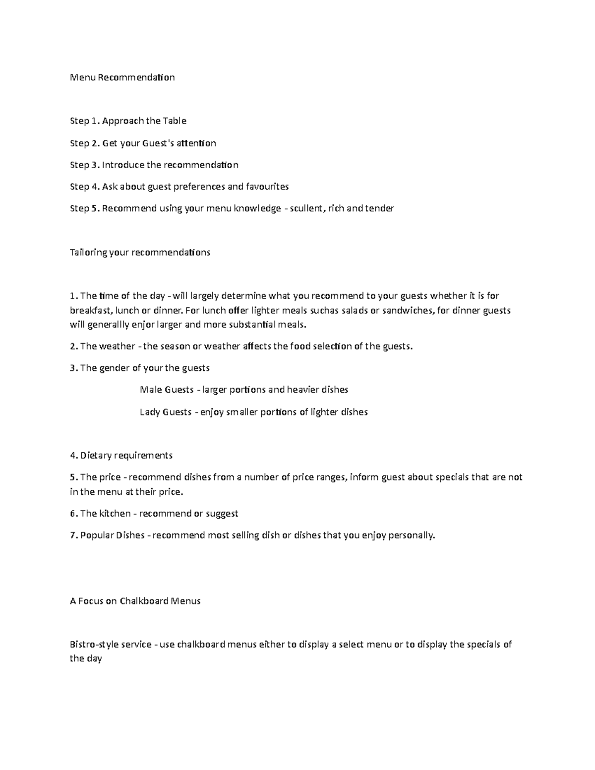 Menu Recommendation - Special points in recommending dishes - Menu ...