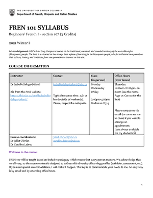 Cahier Unité 0 - textbook - FREN 101 - UBC - Studocu