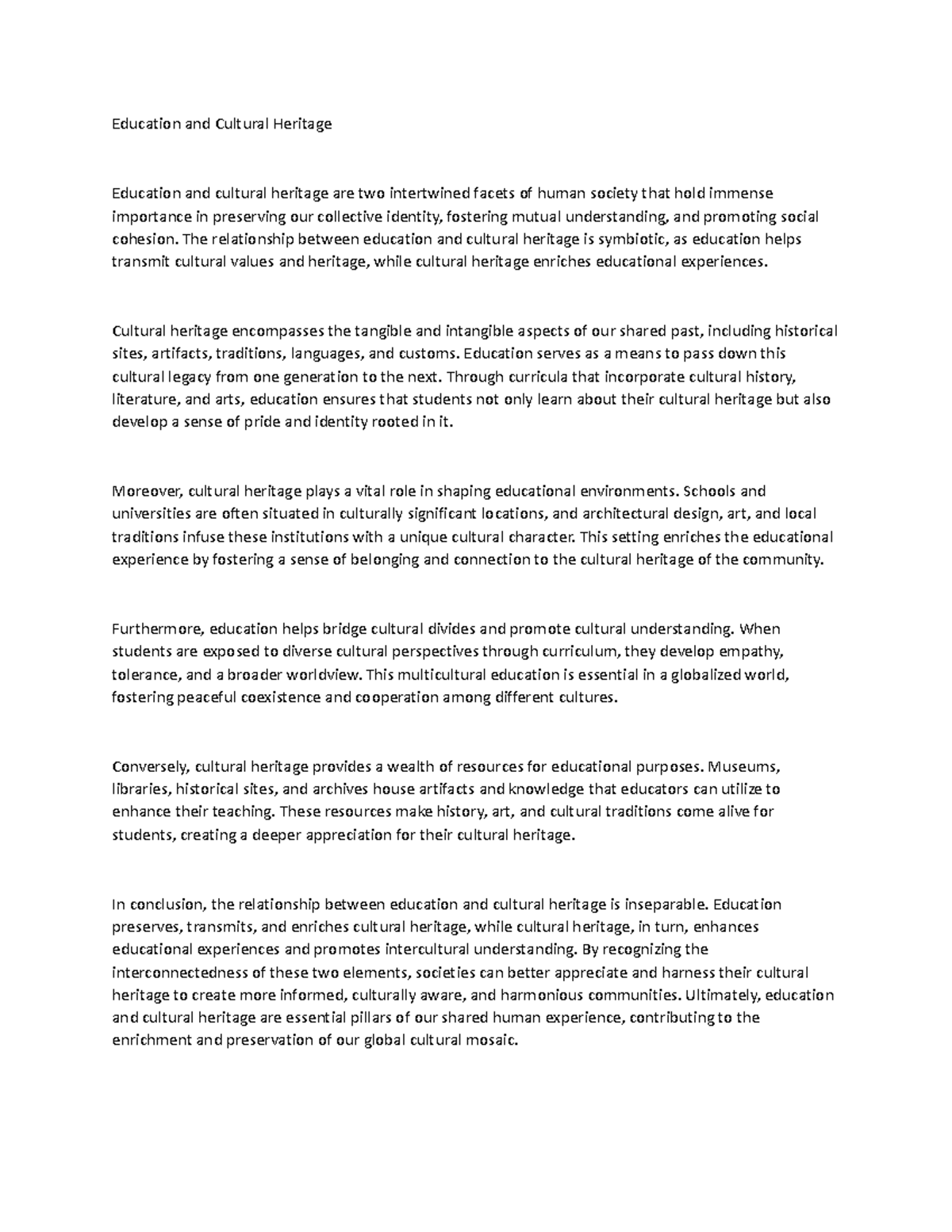 Education and Cultural Heritage - Education and Cultural Heritage ...