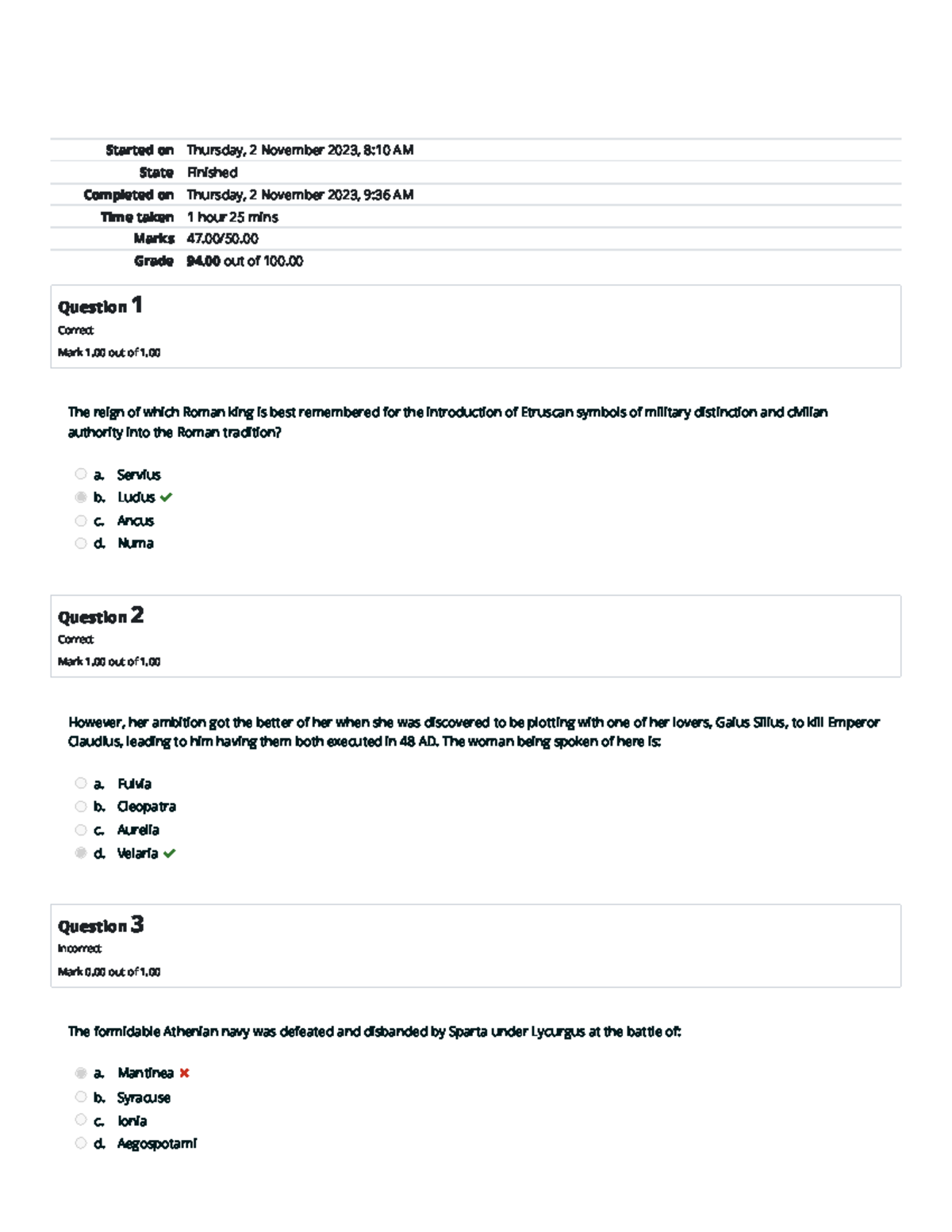 Week 9 Review Quiz - Started on Thursday, 2 November 2023, 8:10 AM ...