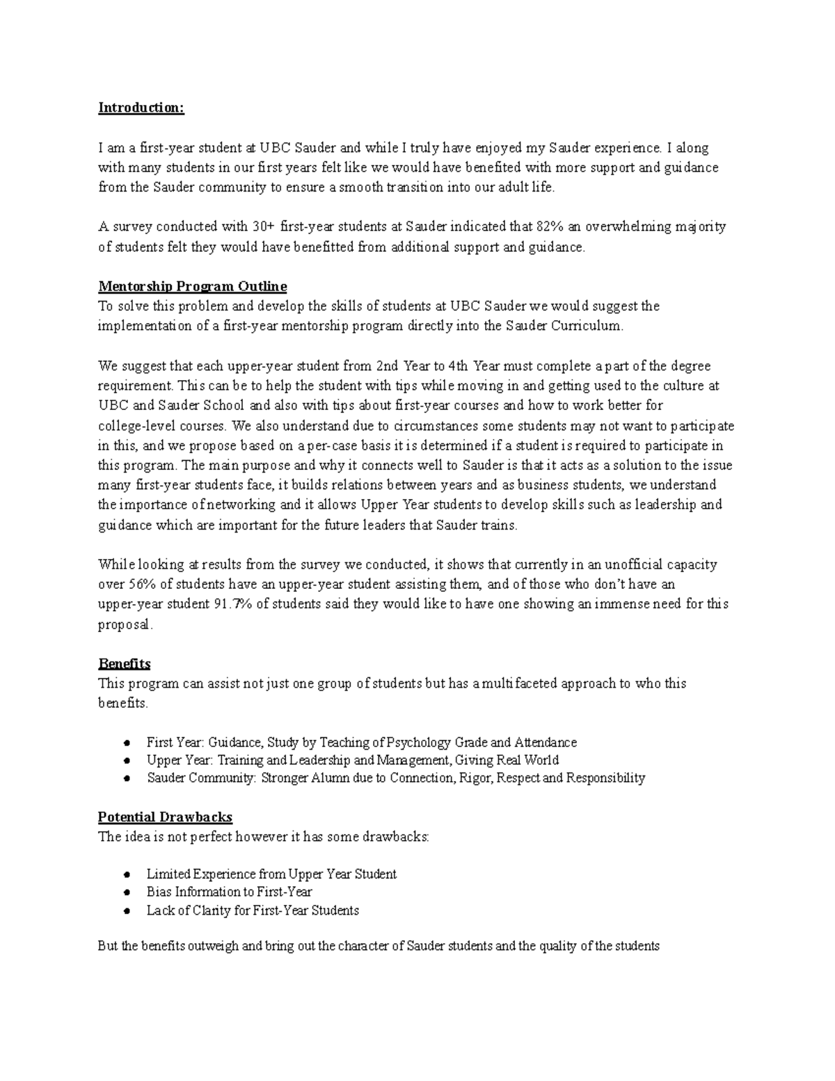 Persuasive Speech Outline - Introduction: I am a first-year student at ...