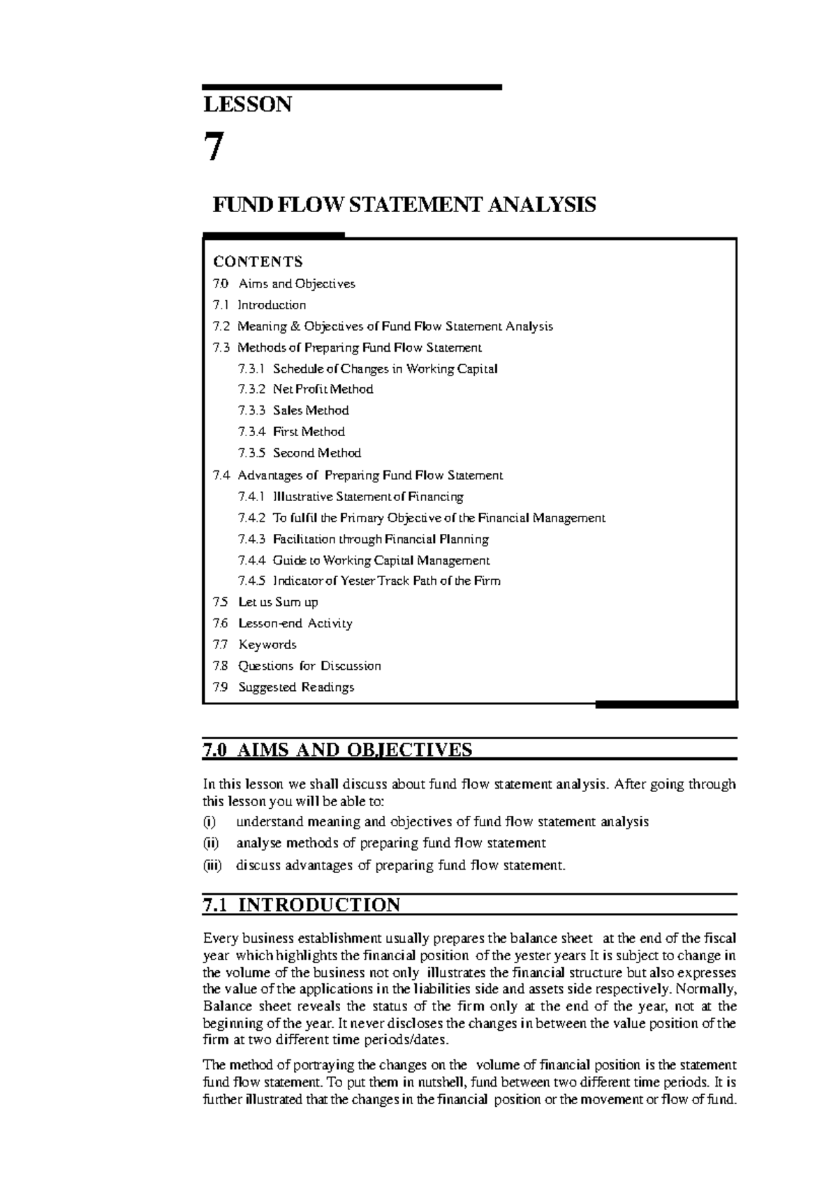 Lesson-07 - Lesson-07 FUND FLOW STATEMENT ANALYSIS - 120 Accounting and ...