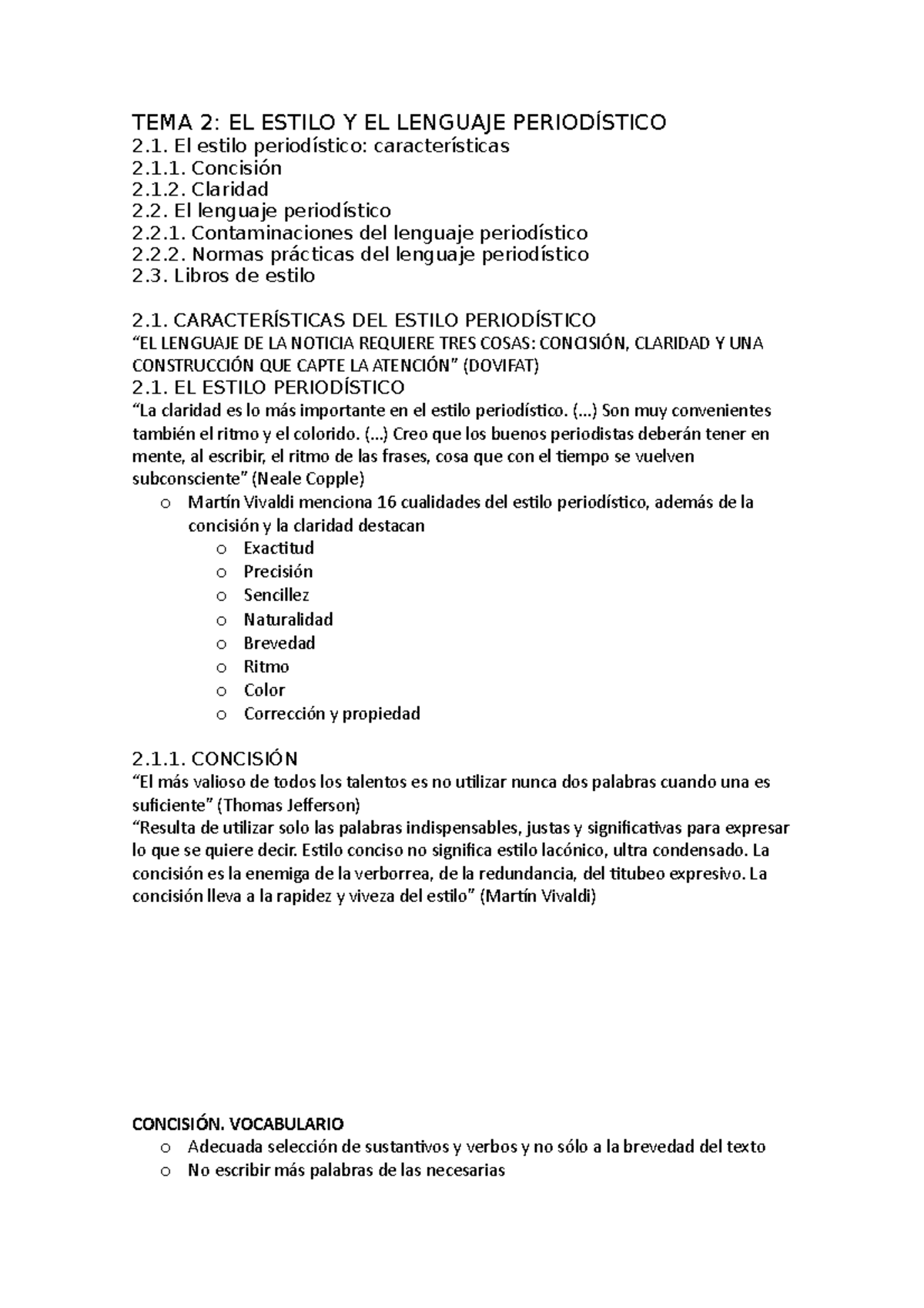 TEMA 2- Redac - TEMA 2: EL ESTILO Y EL LENGUAJE PERIODÍSTICO El estilo ...