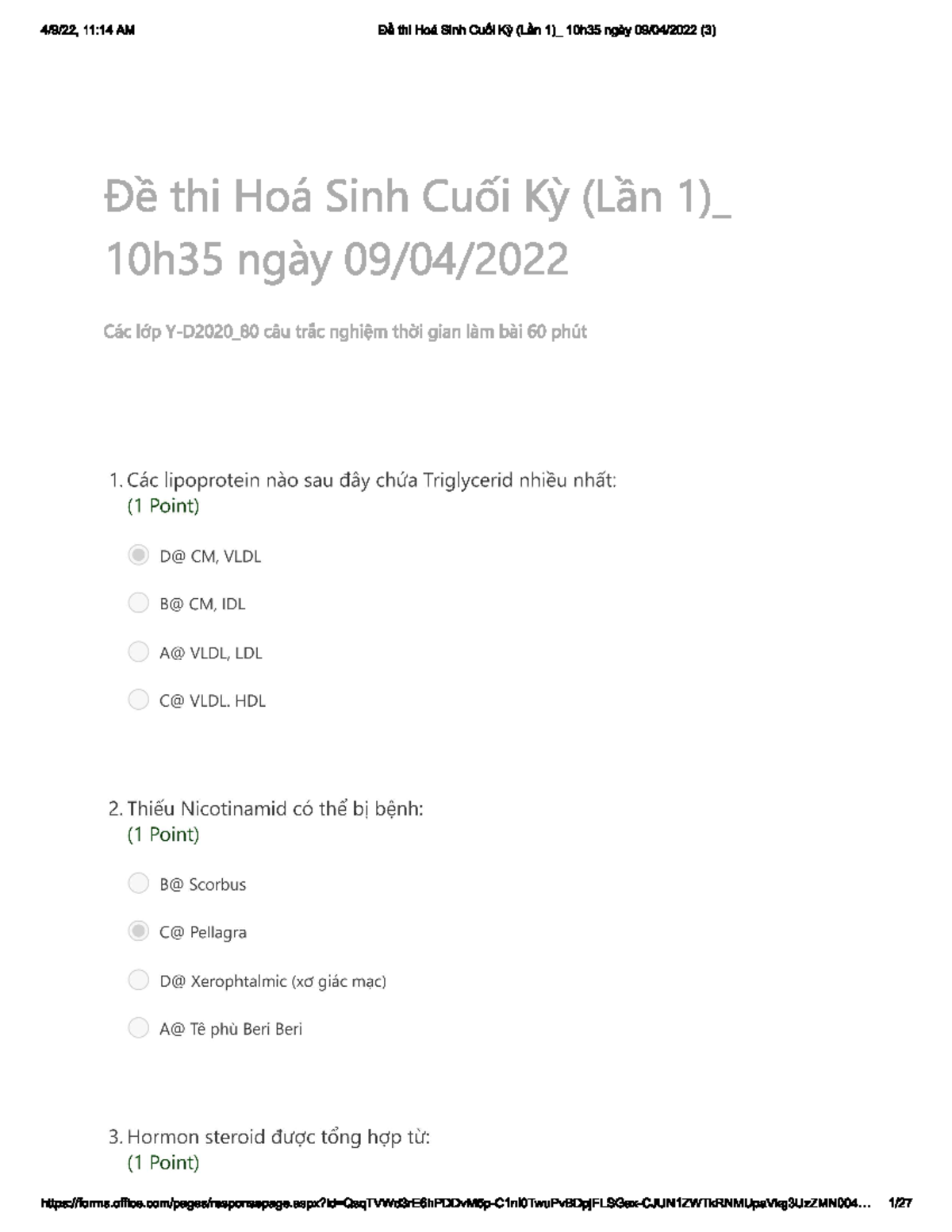 Y20-ck HS - nbvnbvnbbvn - Hóa Sinh - Studocu