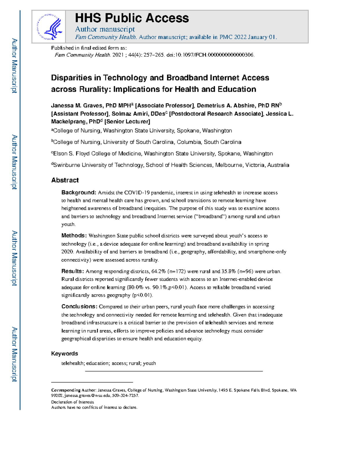 (informatics article reply) Rural Broadband Access - Disparities in ...
