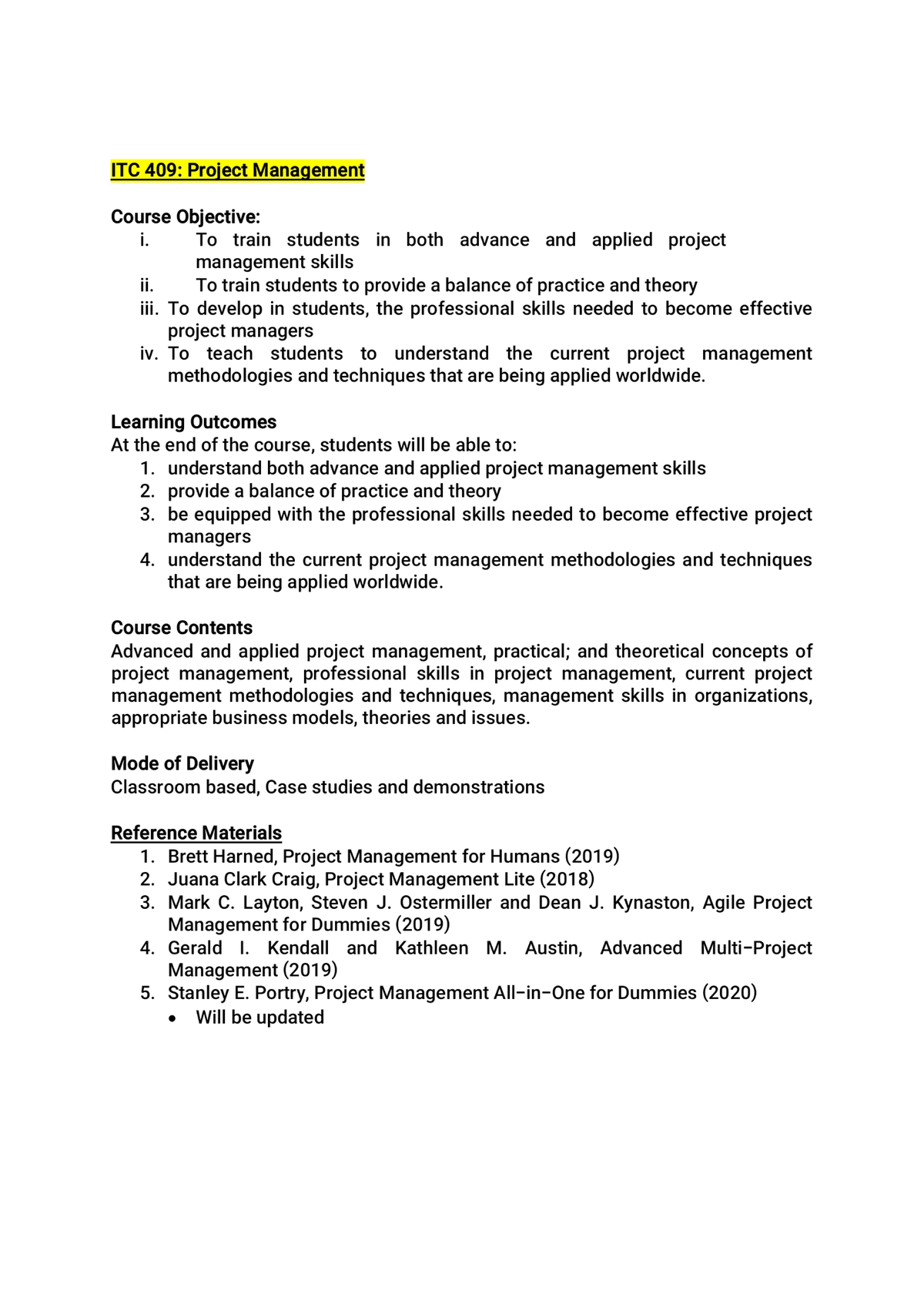 ITC 409 project management - System Programming - Studocu