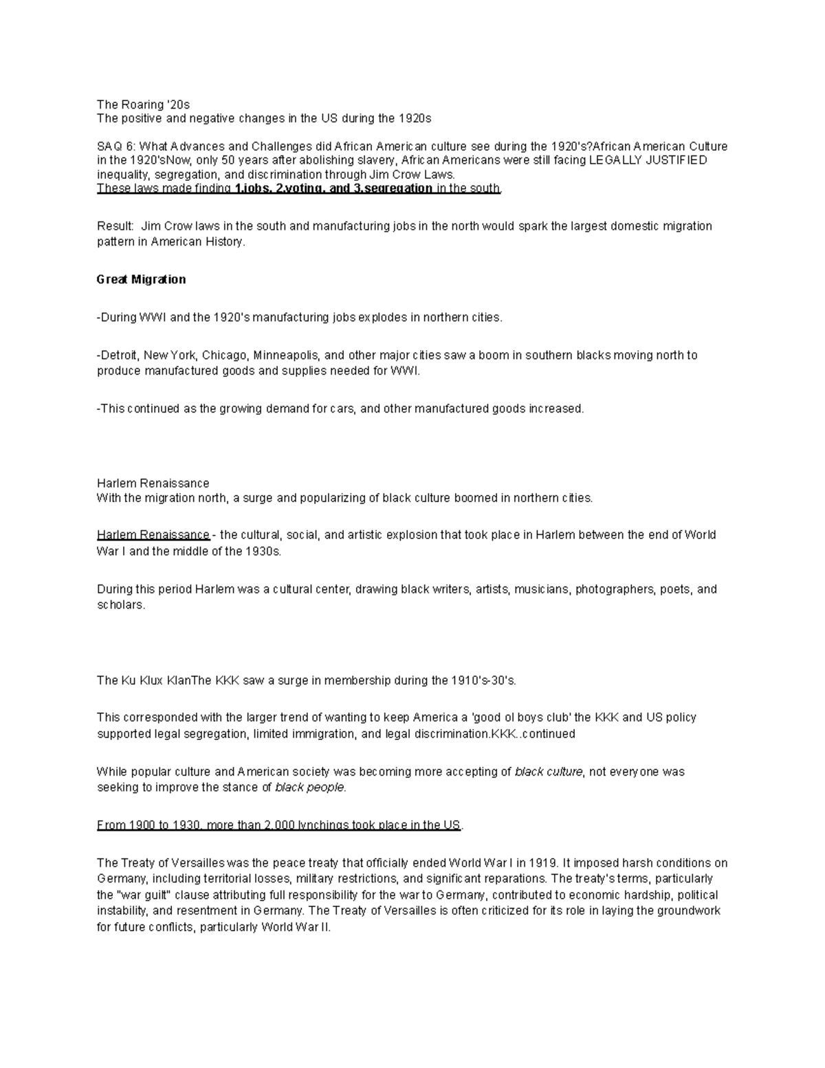 The Roaring ‘20s - The Roaring ‘20s The positive and negative changes ...