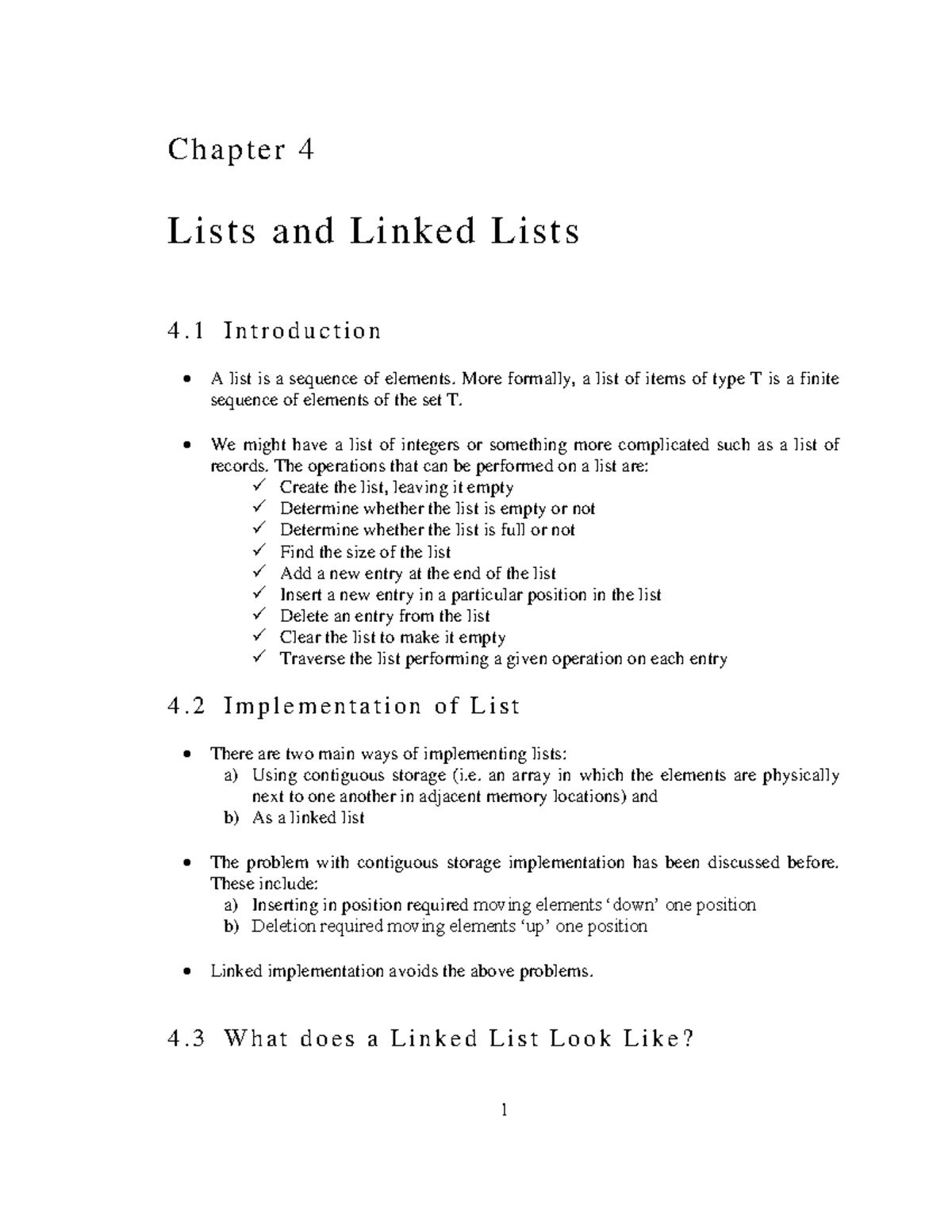 151126 Chapter 4 - Lecture notes 4 - Chapter 4 Lists and Linked Lists 4 ...