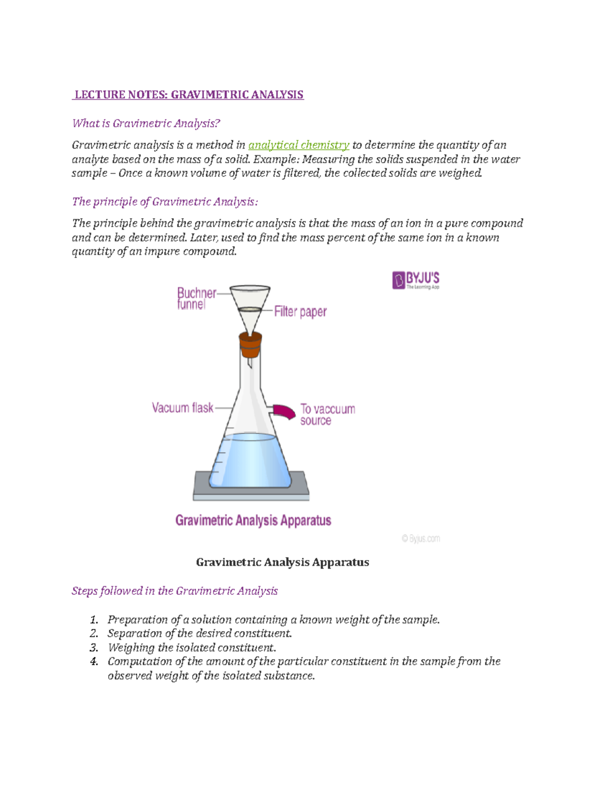 Apparatus Used In Gravimetric Analysis At Kathryn Pauling Blog