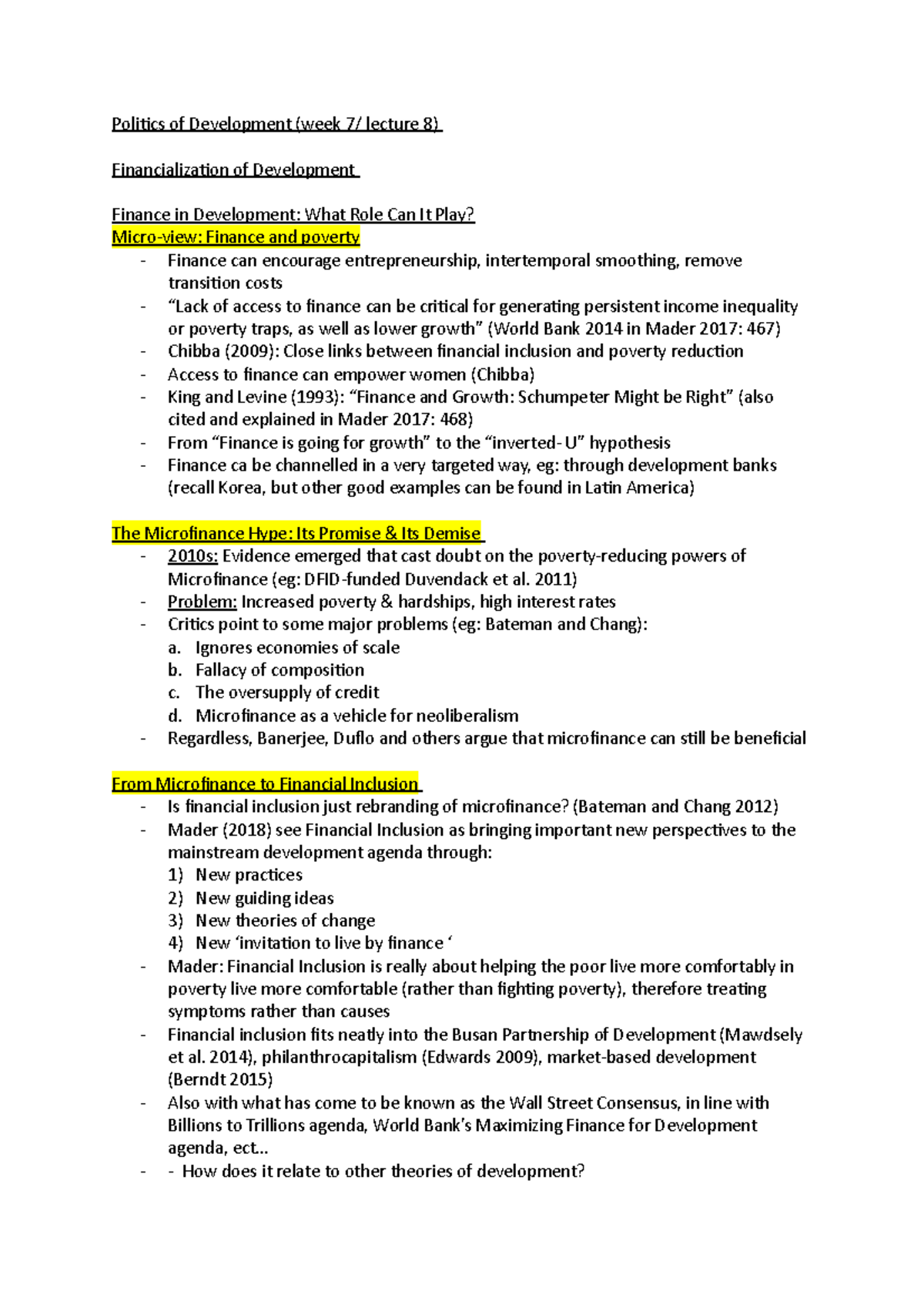 Politics of Development week 7 - 2011) - Problem: Increased poverty ...