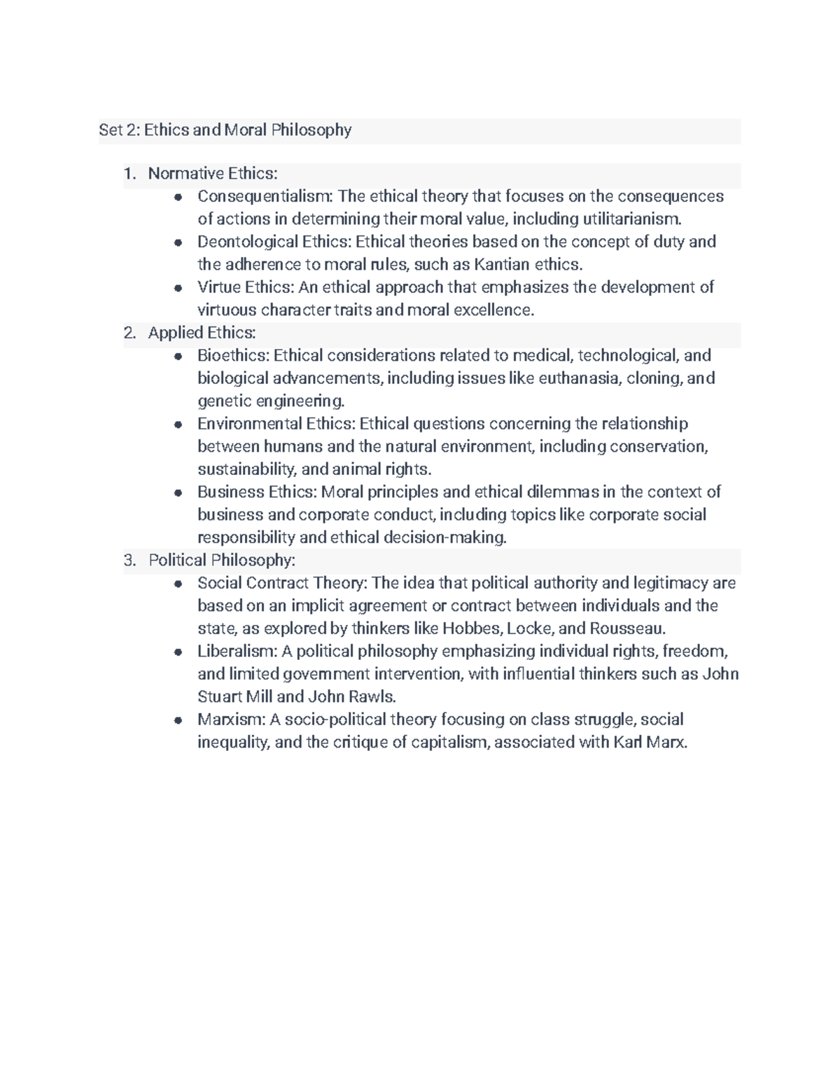 Set 2 Ethics and Moral Philosophy - Set 2: Ethics and Moral Philosophy ...