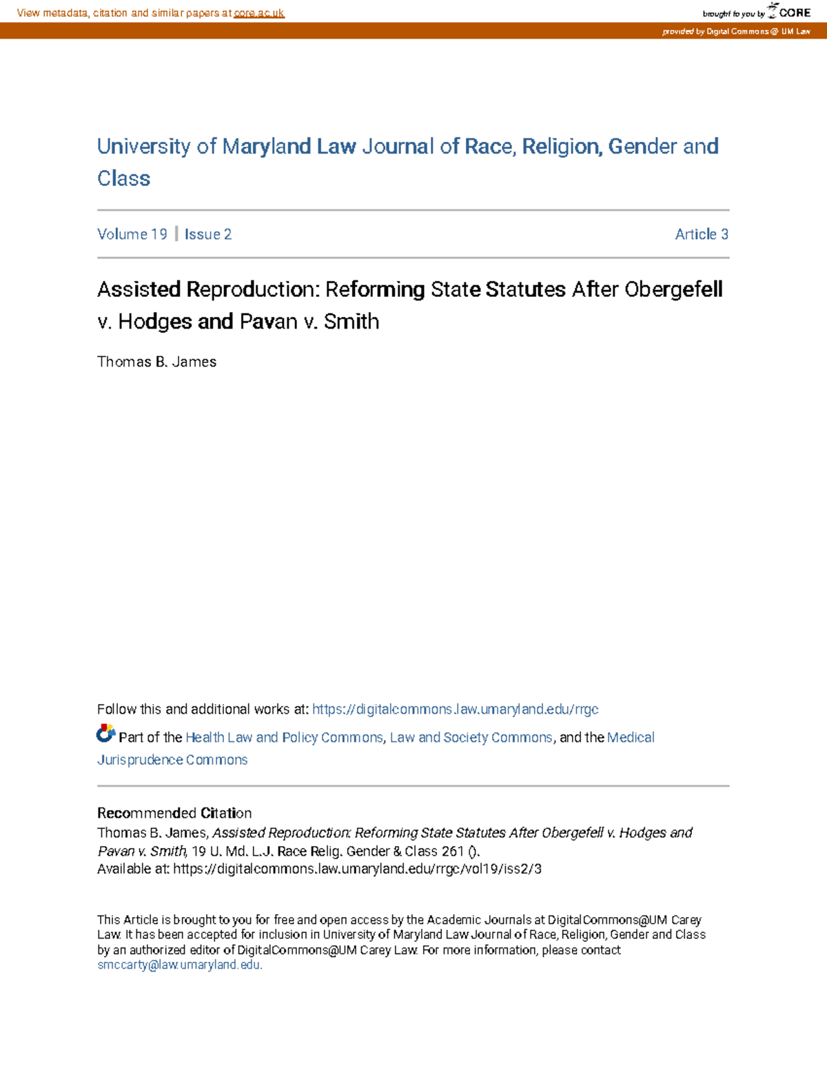 Assisted Reproduction Reforming State Statutes After Obergefell v ...