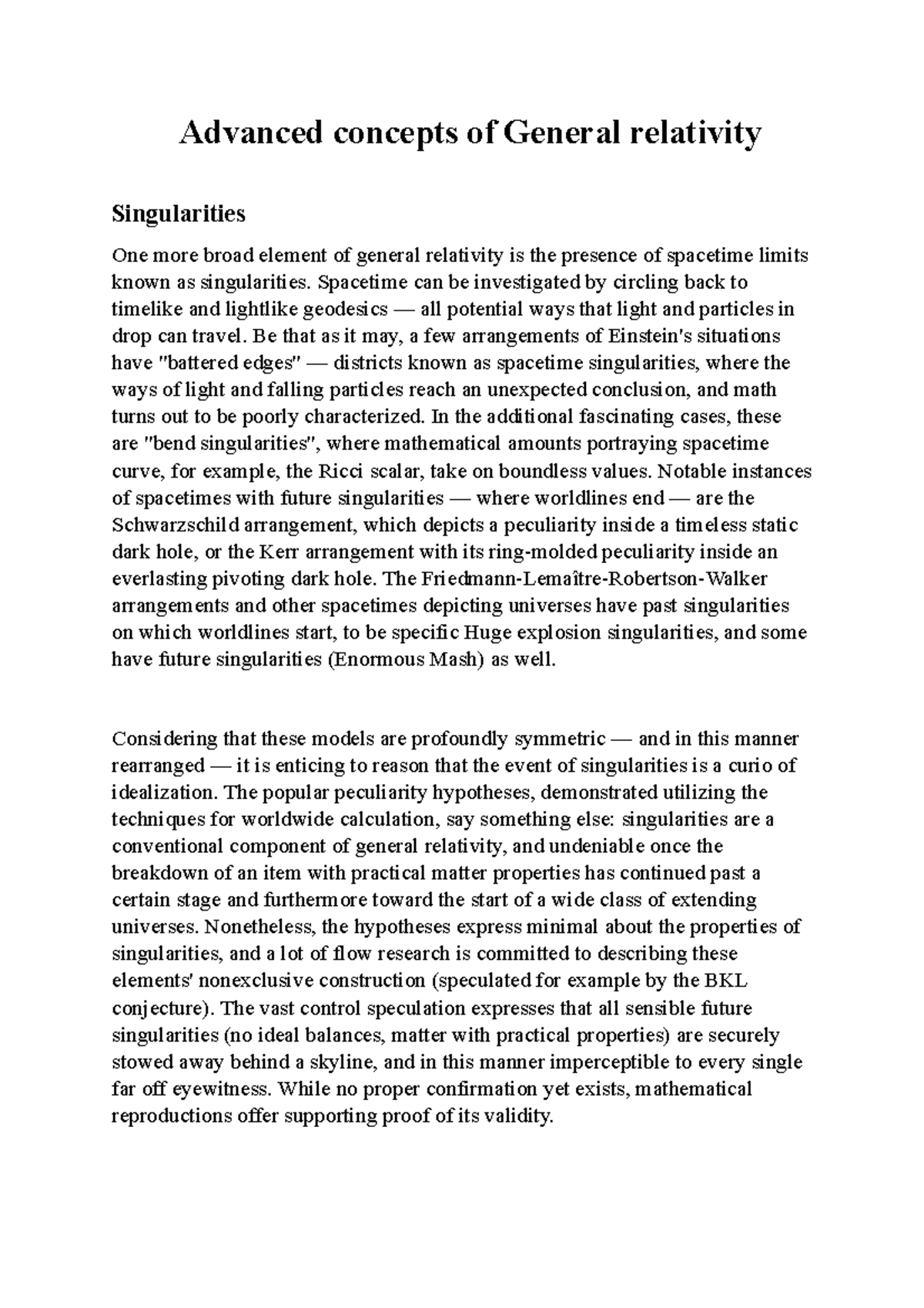 Advanced concepts of General relativity 1 - Advanced concepts of ...