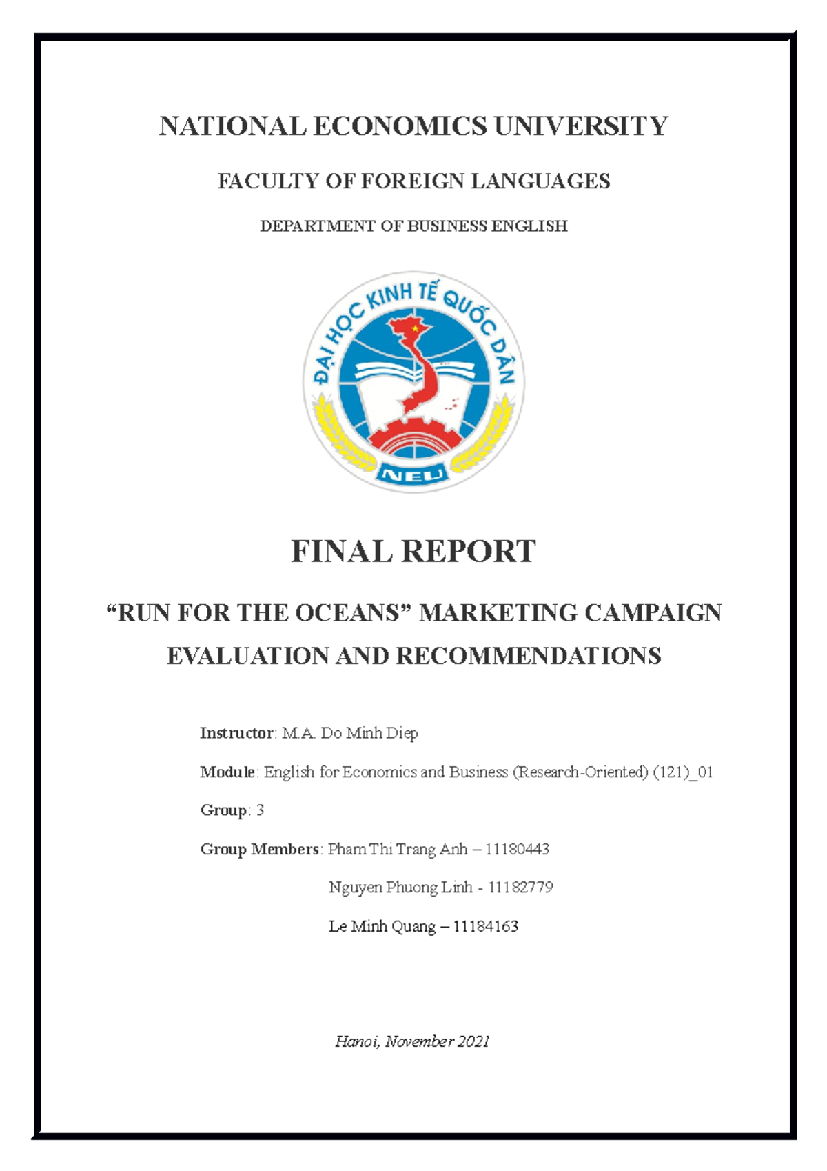 Final Report for Group Research - Business Research - NEU - Studocu