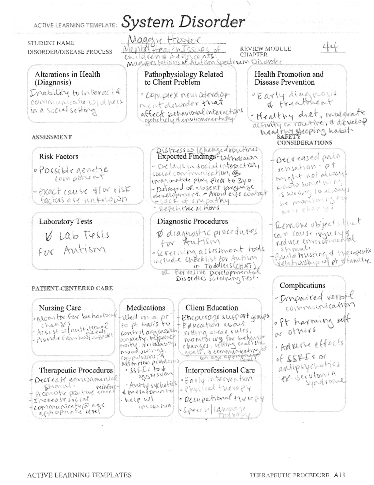 ATI Focused Review - System Disorder Autism Spectrum Disorder - N3415 ...