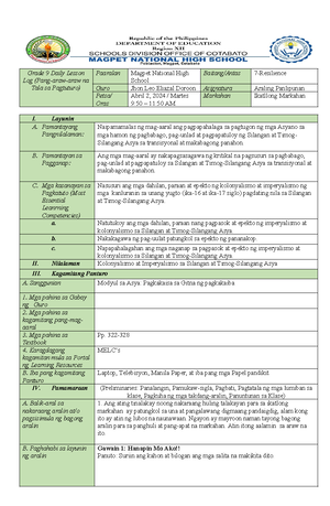 Patakarang pananalapi - Grade 9 Daily Lesson Plan (Pang-araw- araw na ...