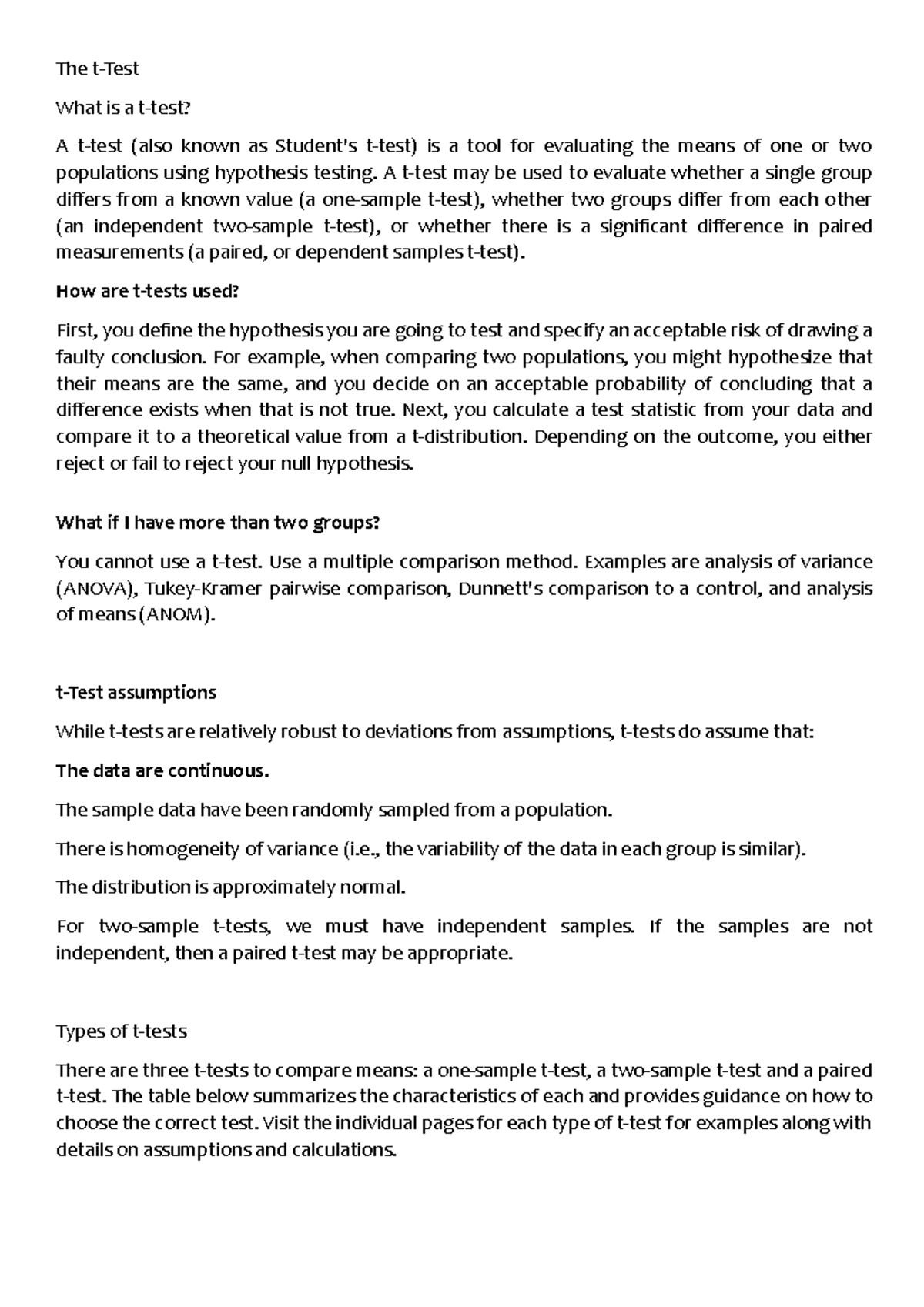 The T The T Test What Is A T test A T test also Known As Student s