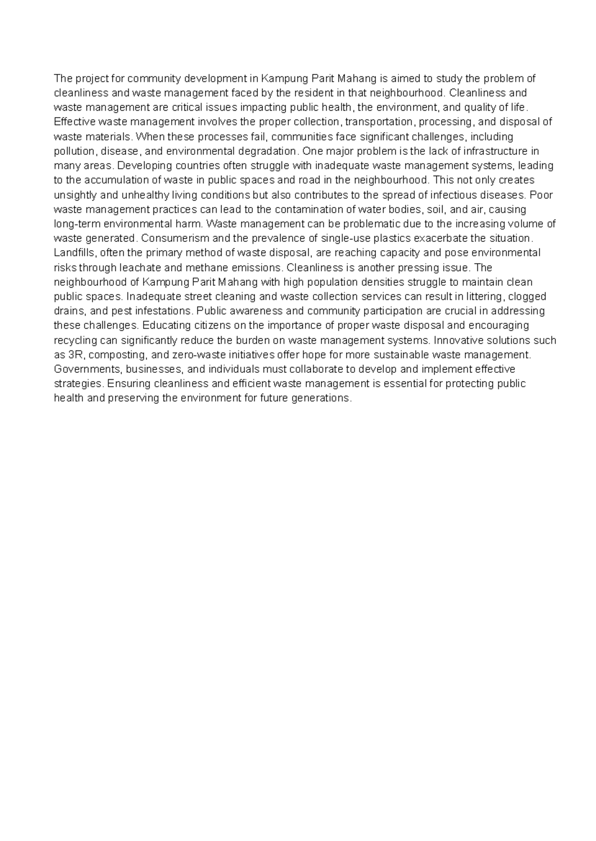 Project Abstract - The project for community development in Kampung ...