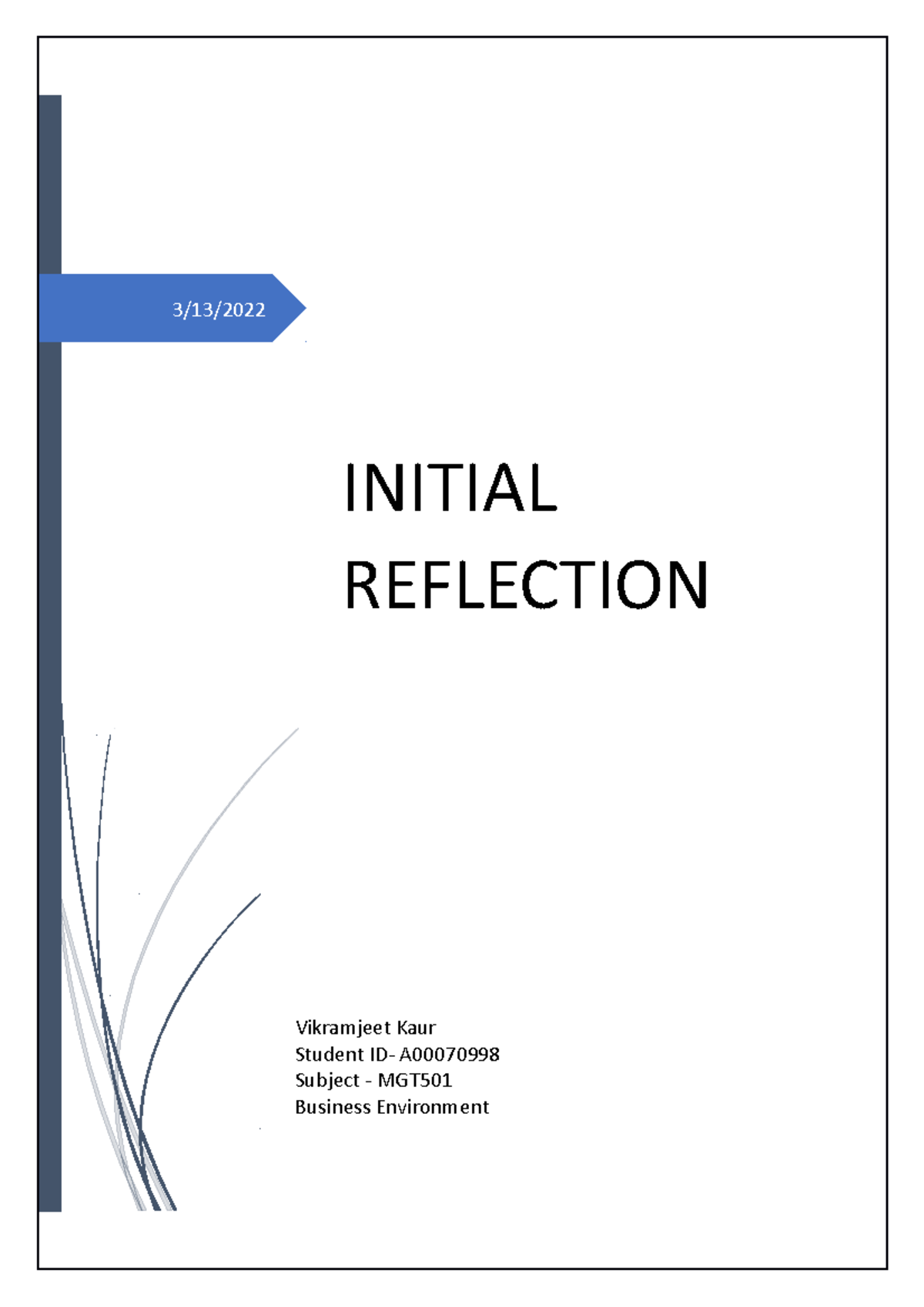 Reflection on Business Environment Course - Studocu