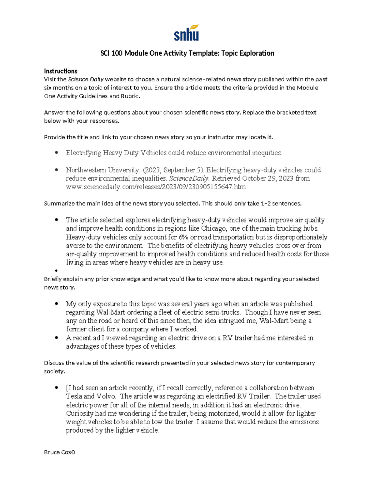 SCI 100 Module One Activitty - SCI 100 Module One Activity Template ...
