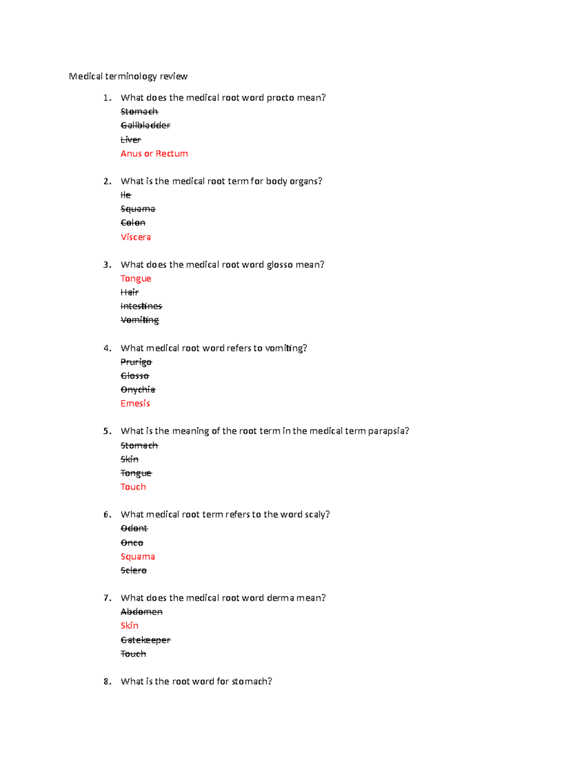 Medical Terminology Review integumentary - Medical terminology review ...