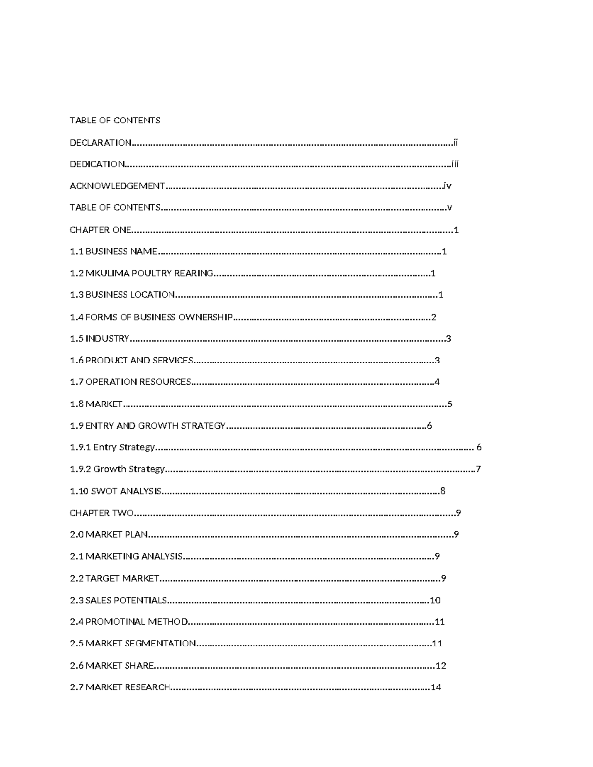 Table OF Contents - TABLE OF CONTENTS - Studocu