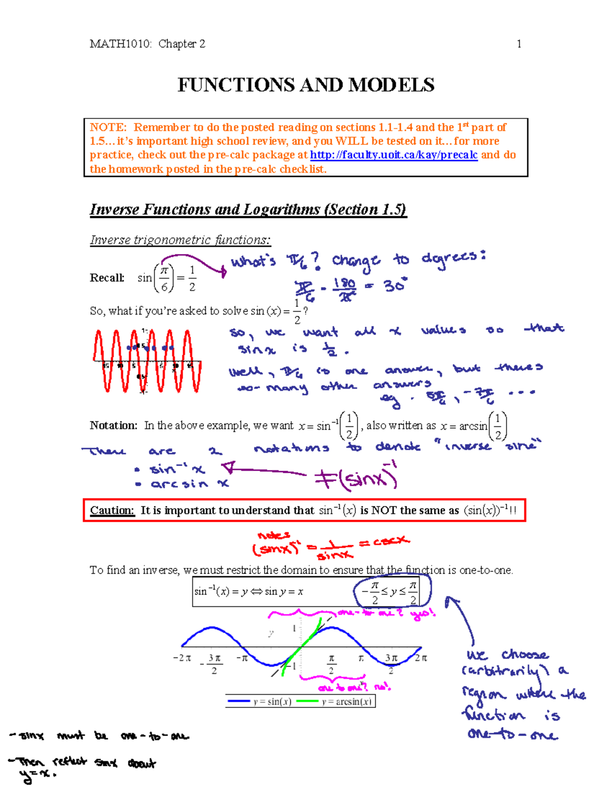 practicefor quiz - FUNCTIONS AND MODELS NOTE: Remember to do the posted reading on sections 1.1 ...