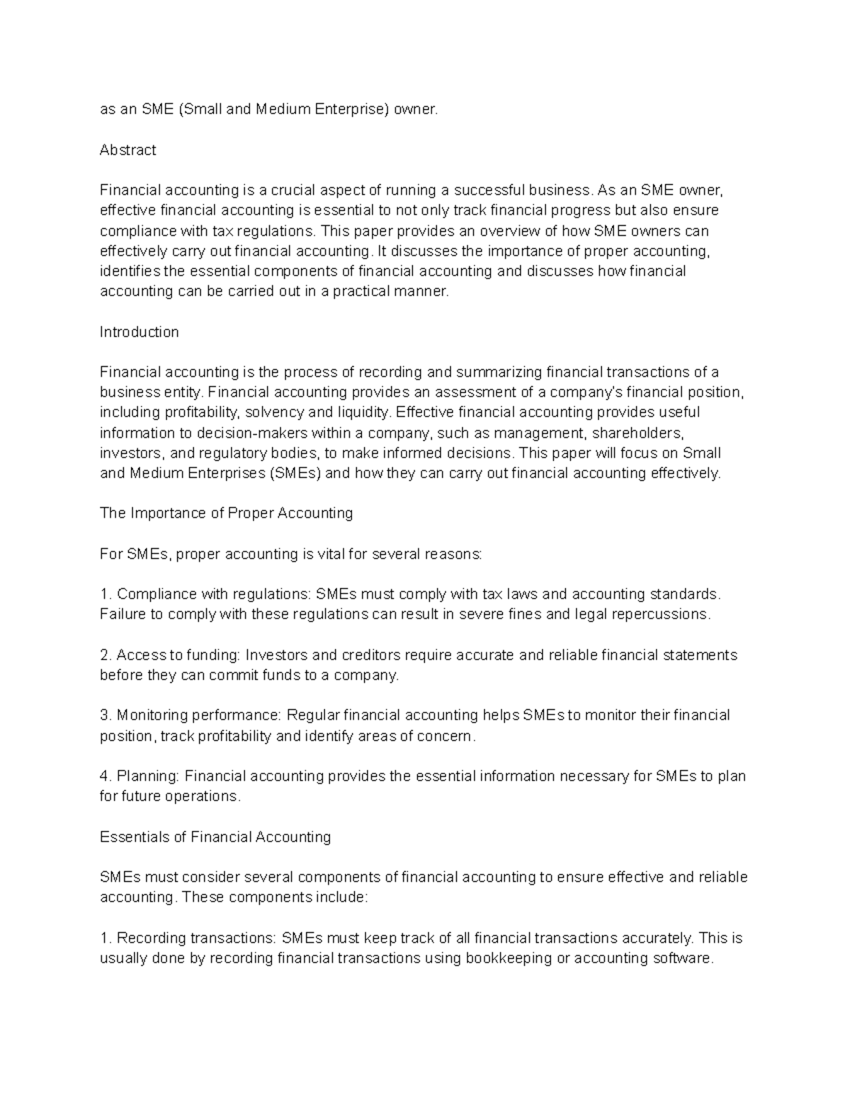 Docu 3 - paper on how to perform financial accounting - as an SME ...