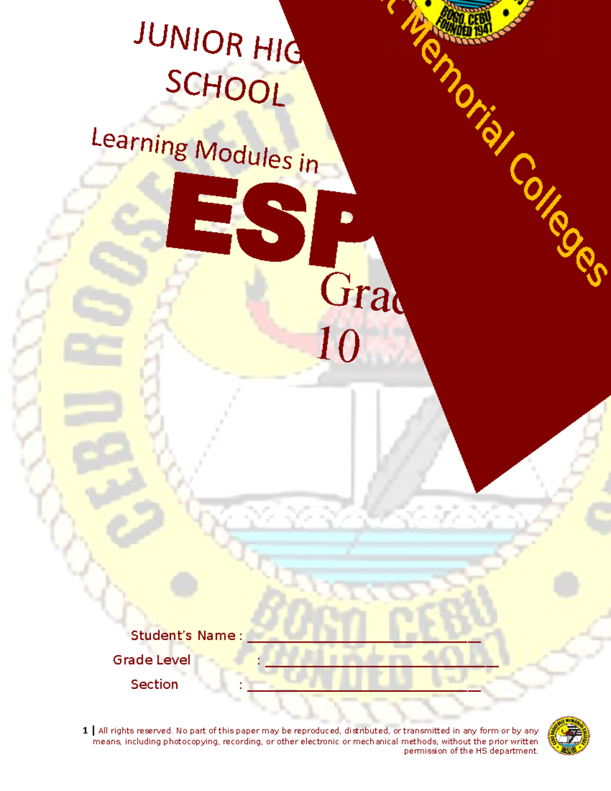 Q3LM-ESP 10 Learning Modules - ####### Student’s Name