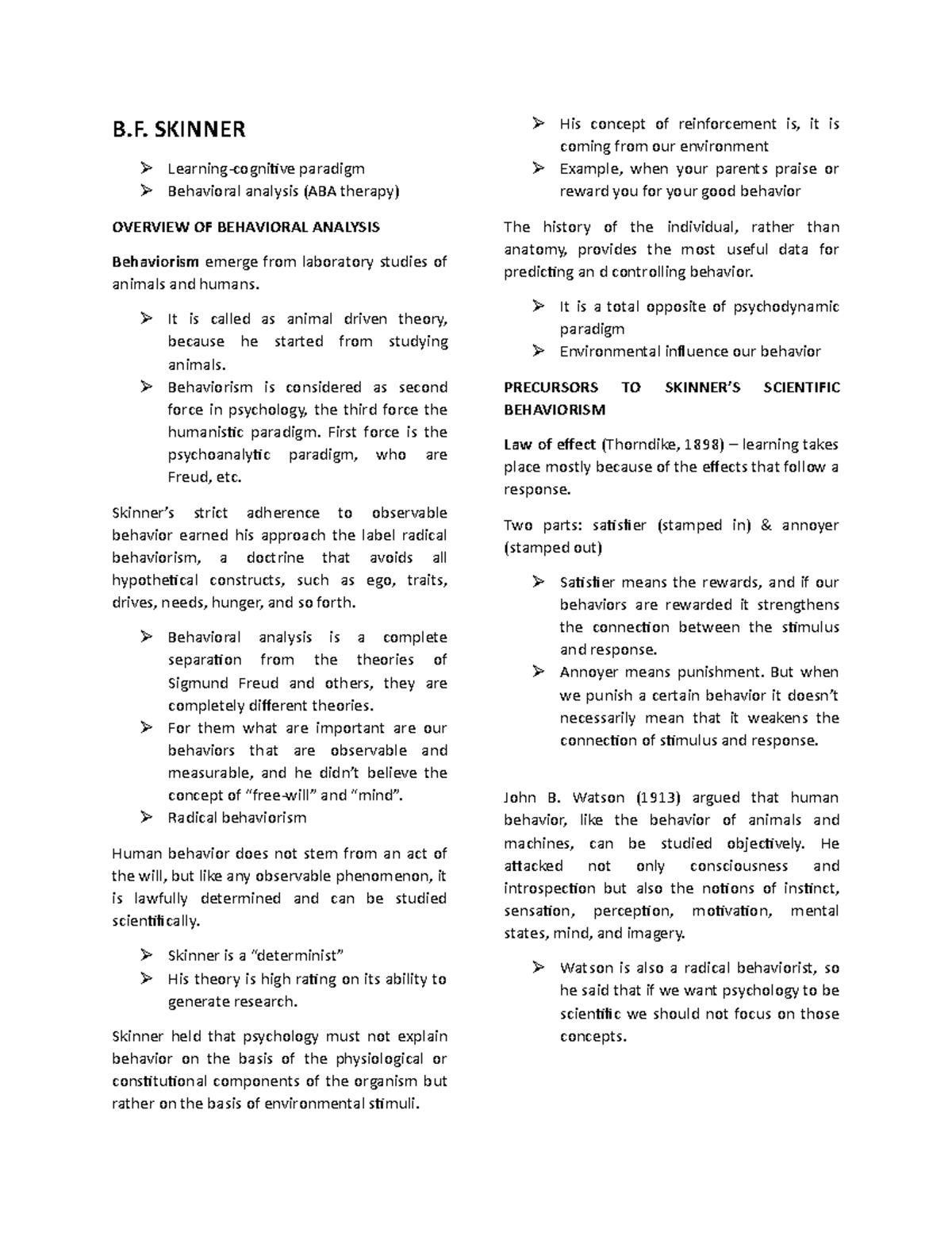 BF- Skinner Behavioral Analysis - B. SKINNER Learning-cognitive ...
